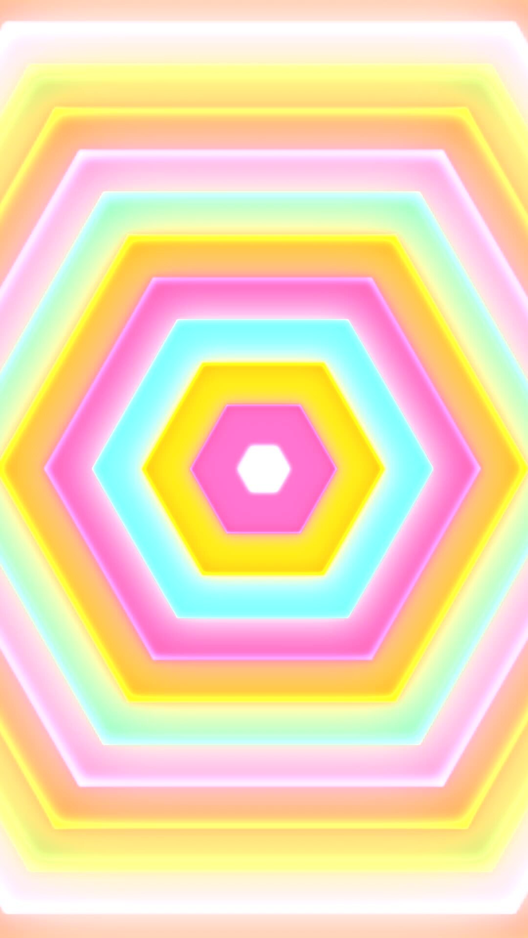 Seamless Loop Hexagonal Pattern In Glowing Neon Gradients Vertical