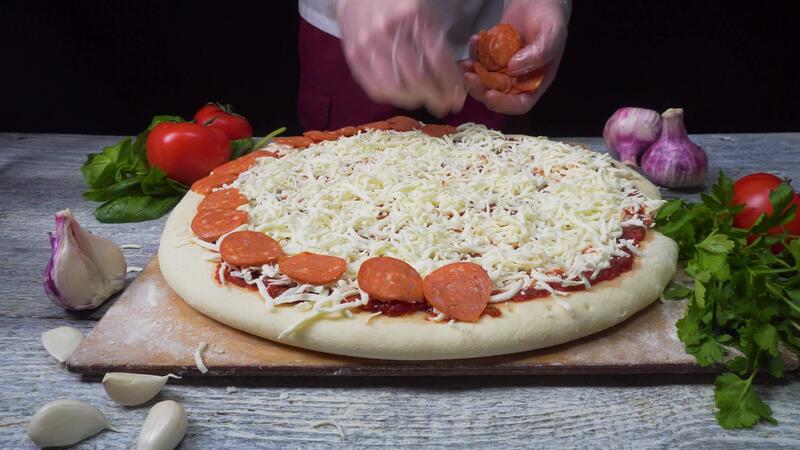 Timelapse - The process of making pizza. Frame. Fresh original Italian ...