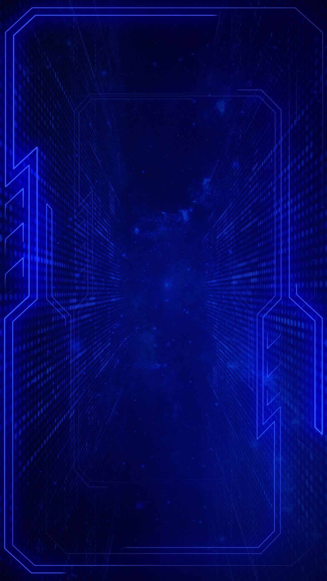 Vertical Video Futuristic Glowing Blue Network Of Blinking Digital Data Lights And Particles