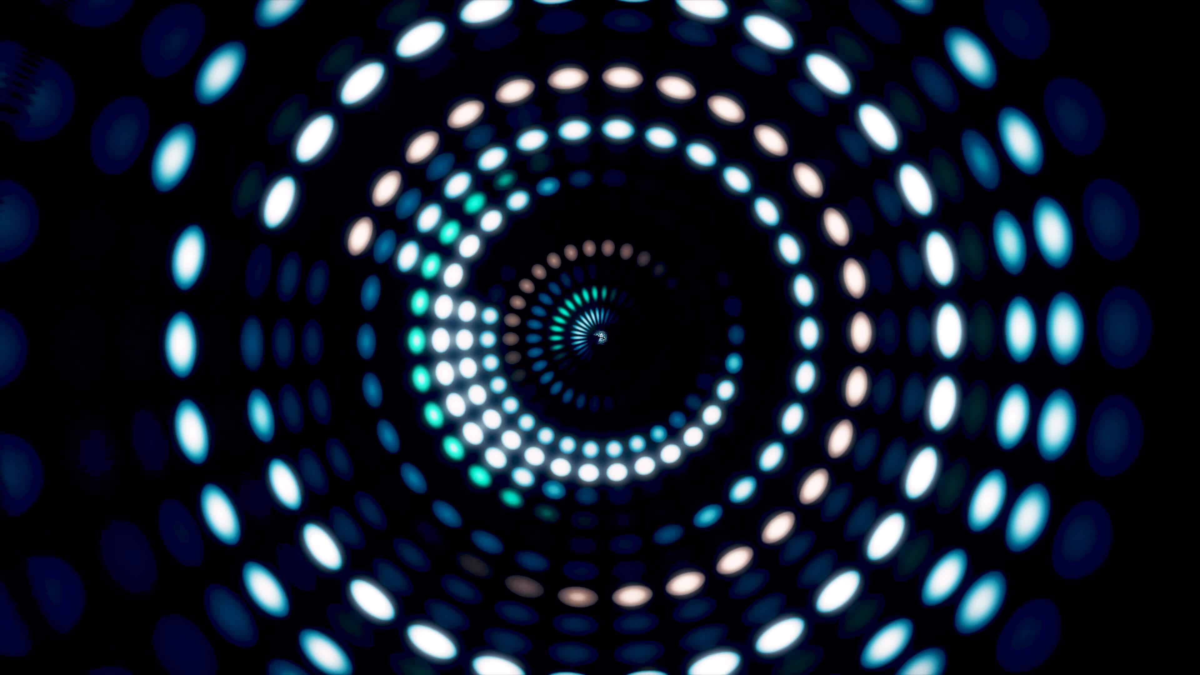 Glowing circular 3D UI element. Illuminated geometric circle and sphere shapes transforming in a ...