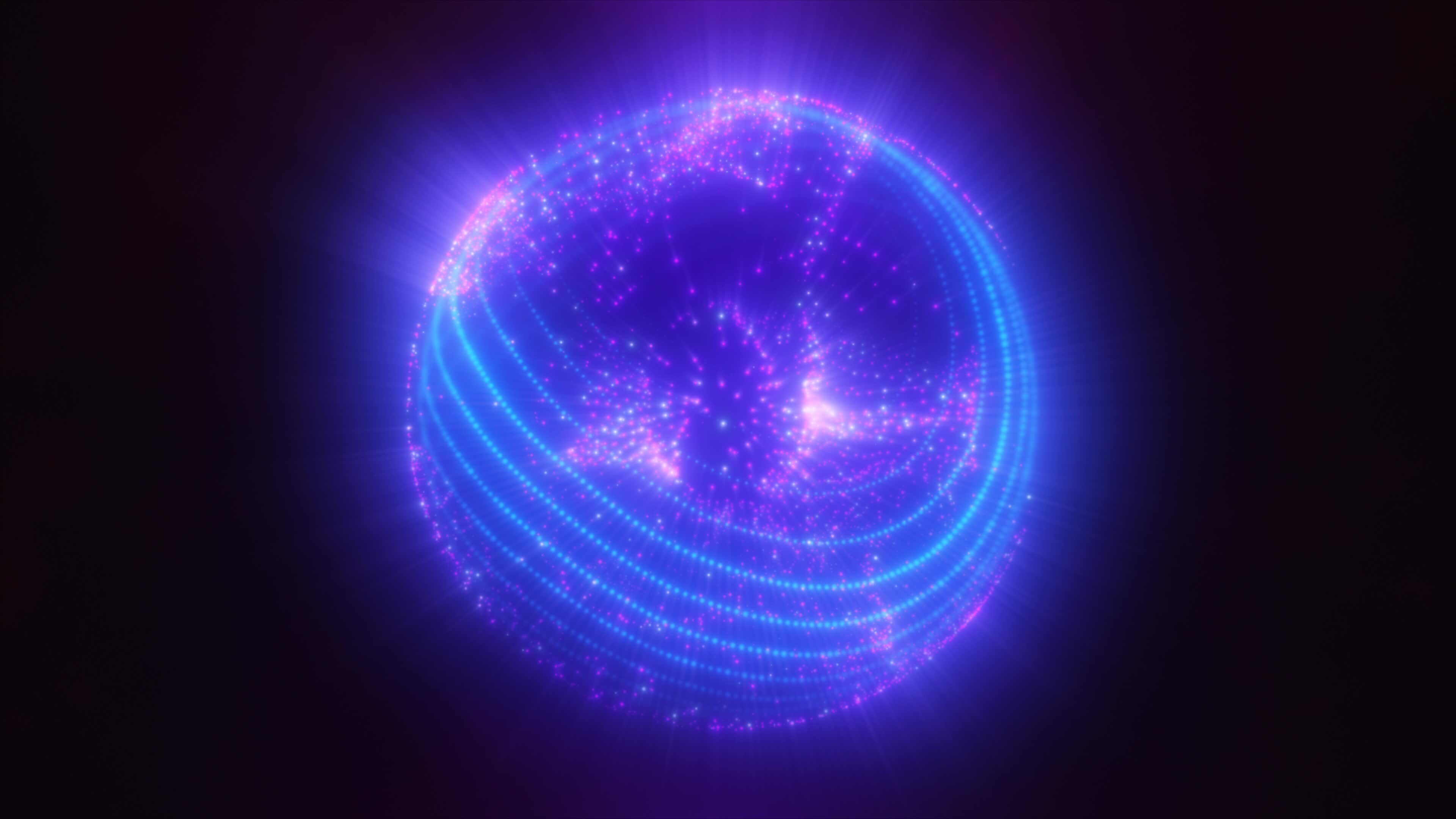 Abstract blue purple glowing digital high-tech futuristic energy plasma sphere with lines and ...