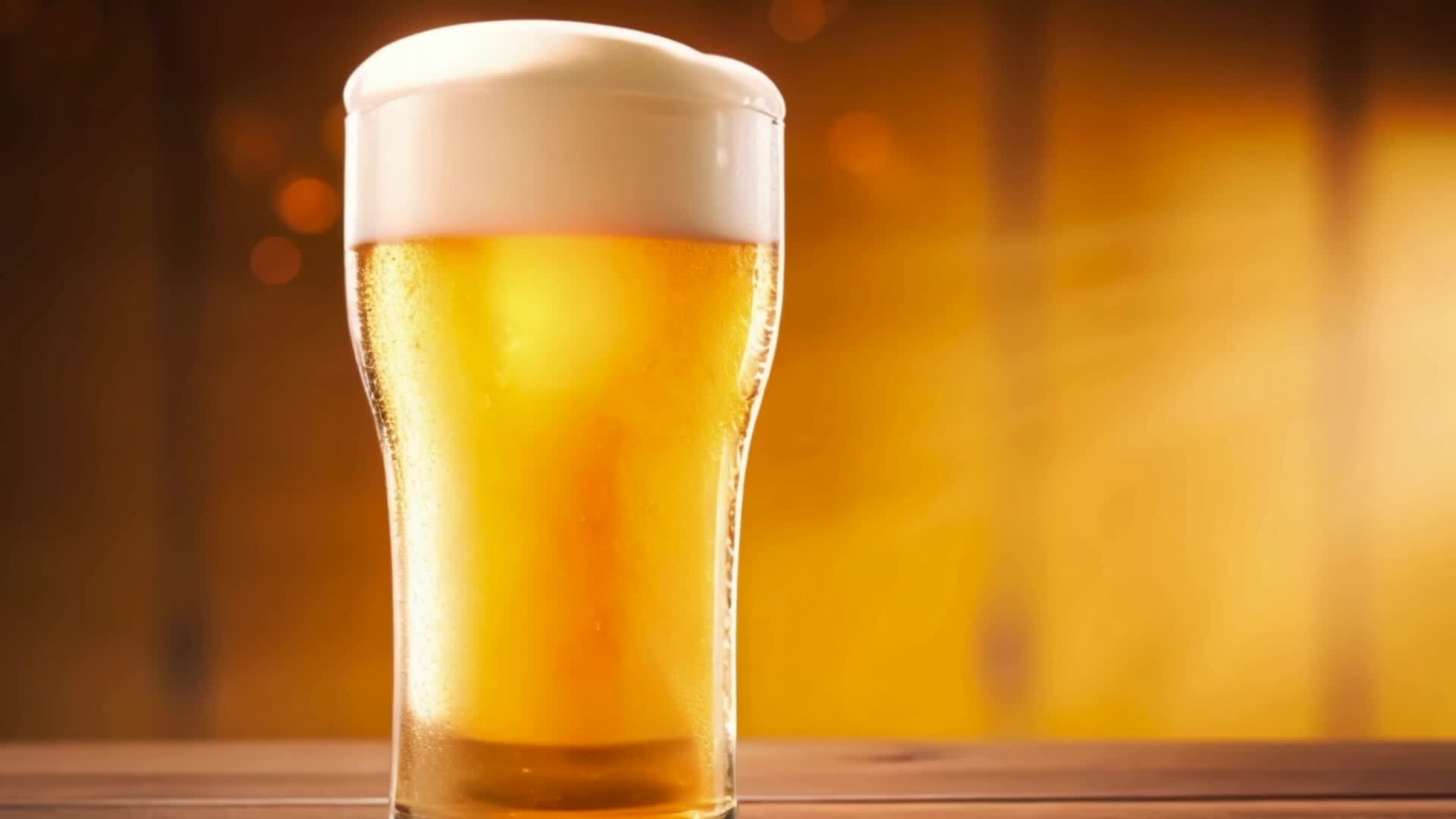 AI generated Glass of cold beer with foam, pint of original premium beer drink, alcohol flavour ...