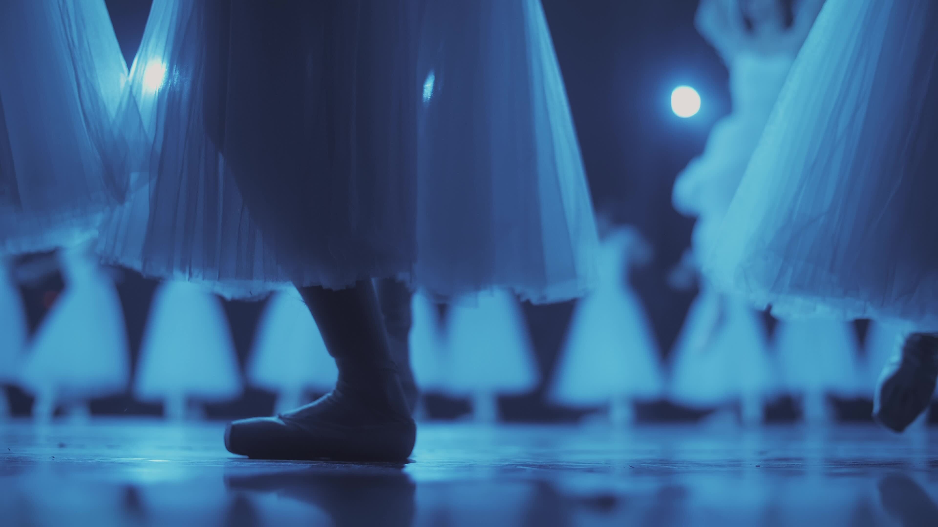 Elegant Ballet Movements Ballerinas Feet In Pointe Shoes Move Slowly