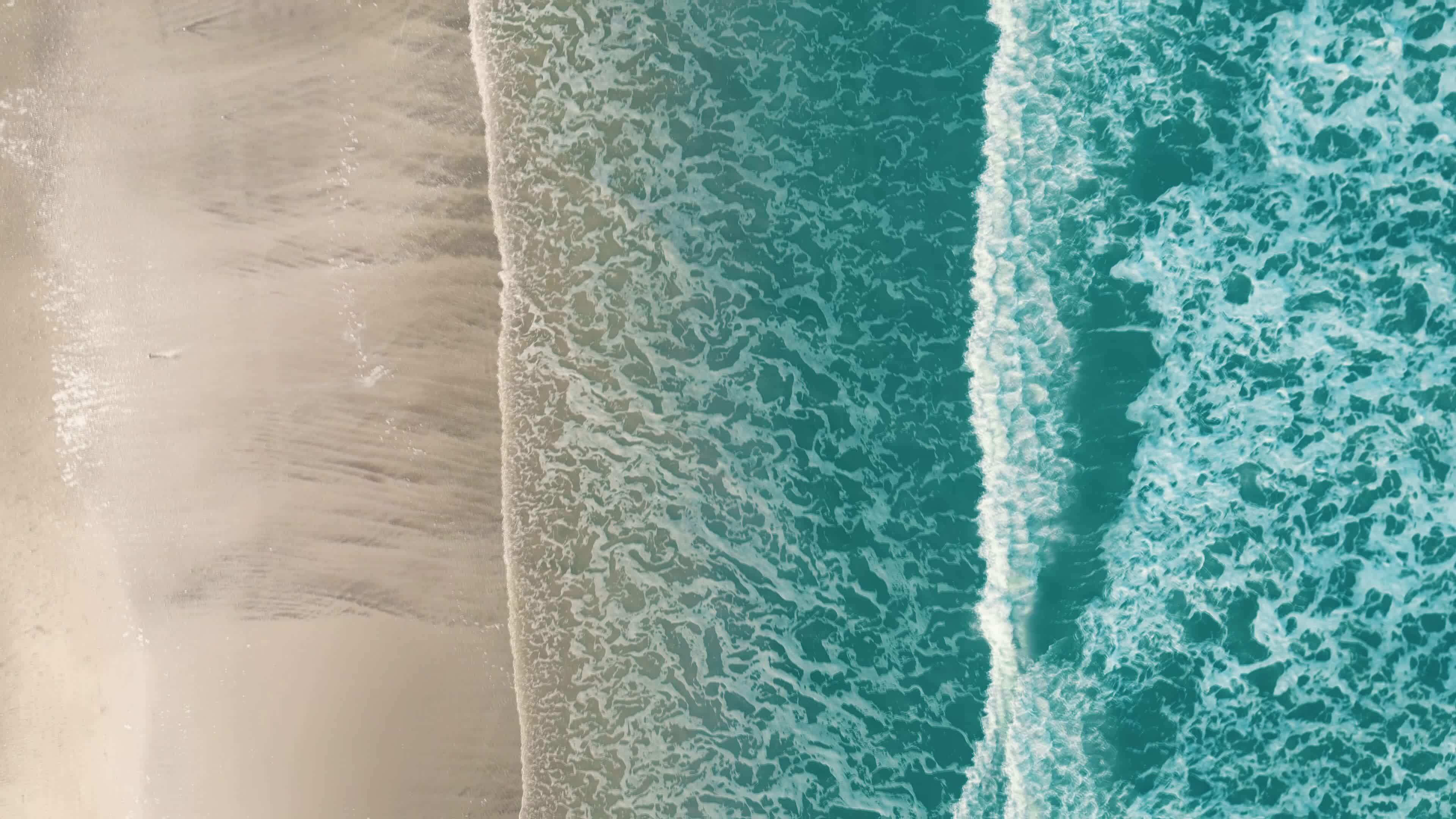 Drone aerial view of paradise beach. Turquoise sea water and clear sand ...