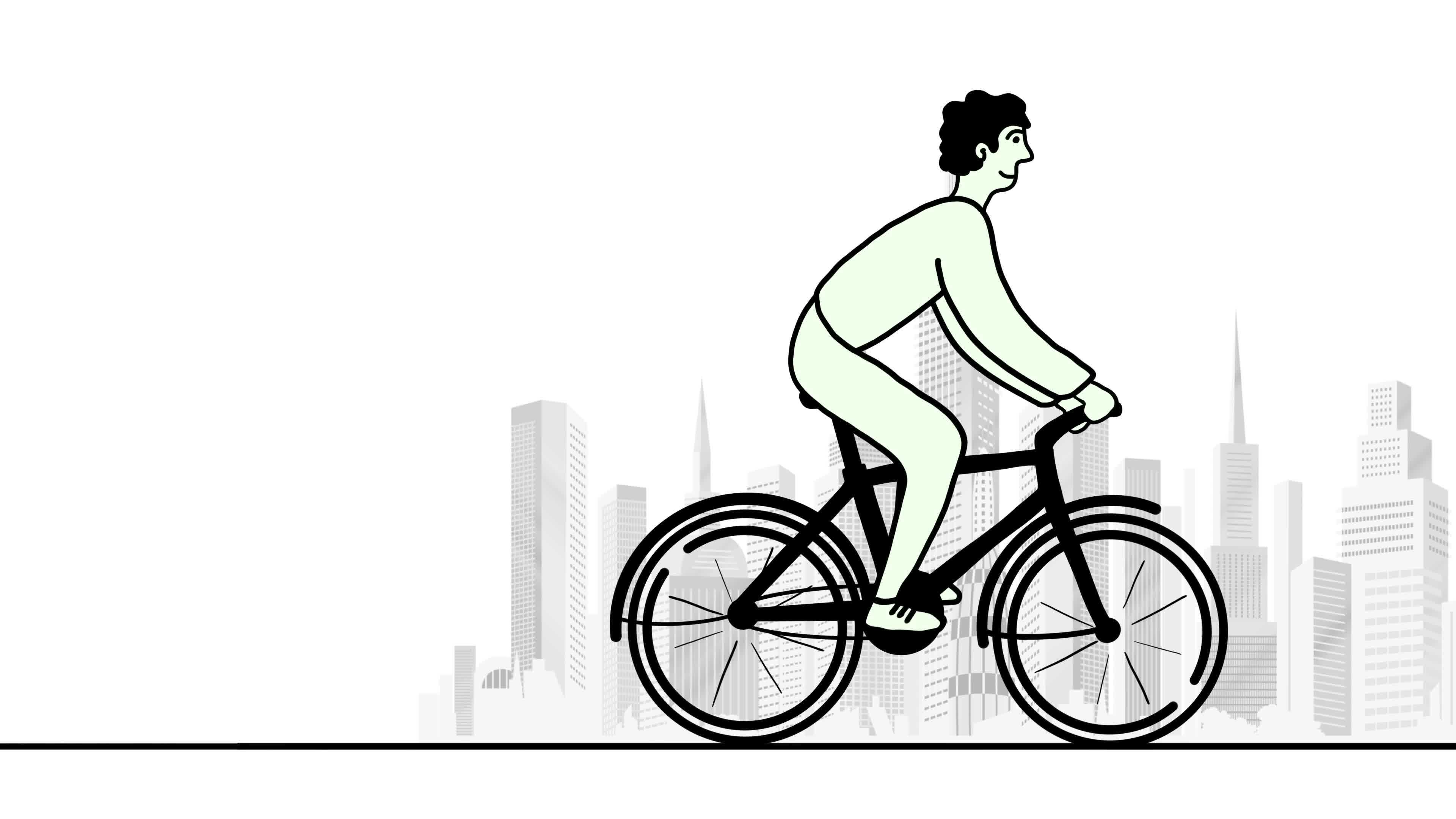cycling exercise, Man riding bicycle in city, 4k simple cartoon animation, perfect loop, cycling ...