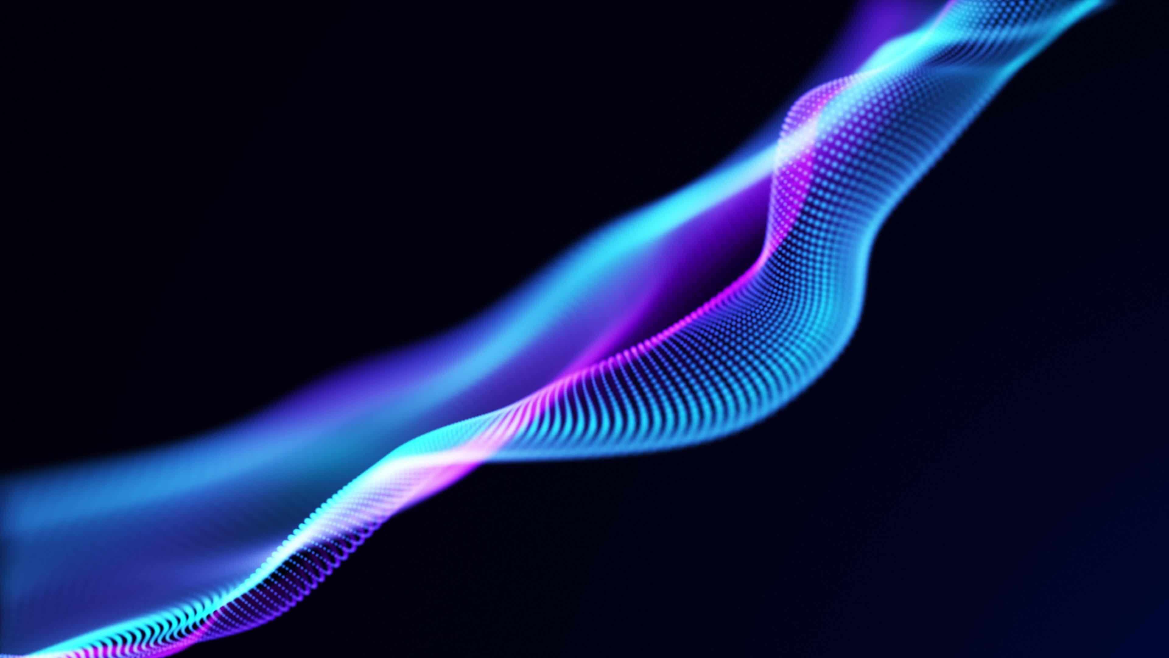 Abstract digital dynamic particle waves with light motion lights background, data flow, cyber ...