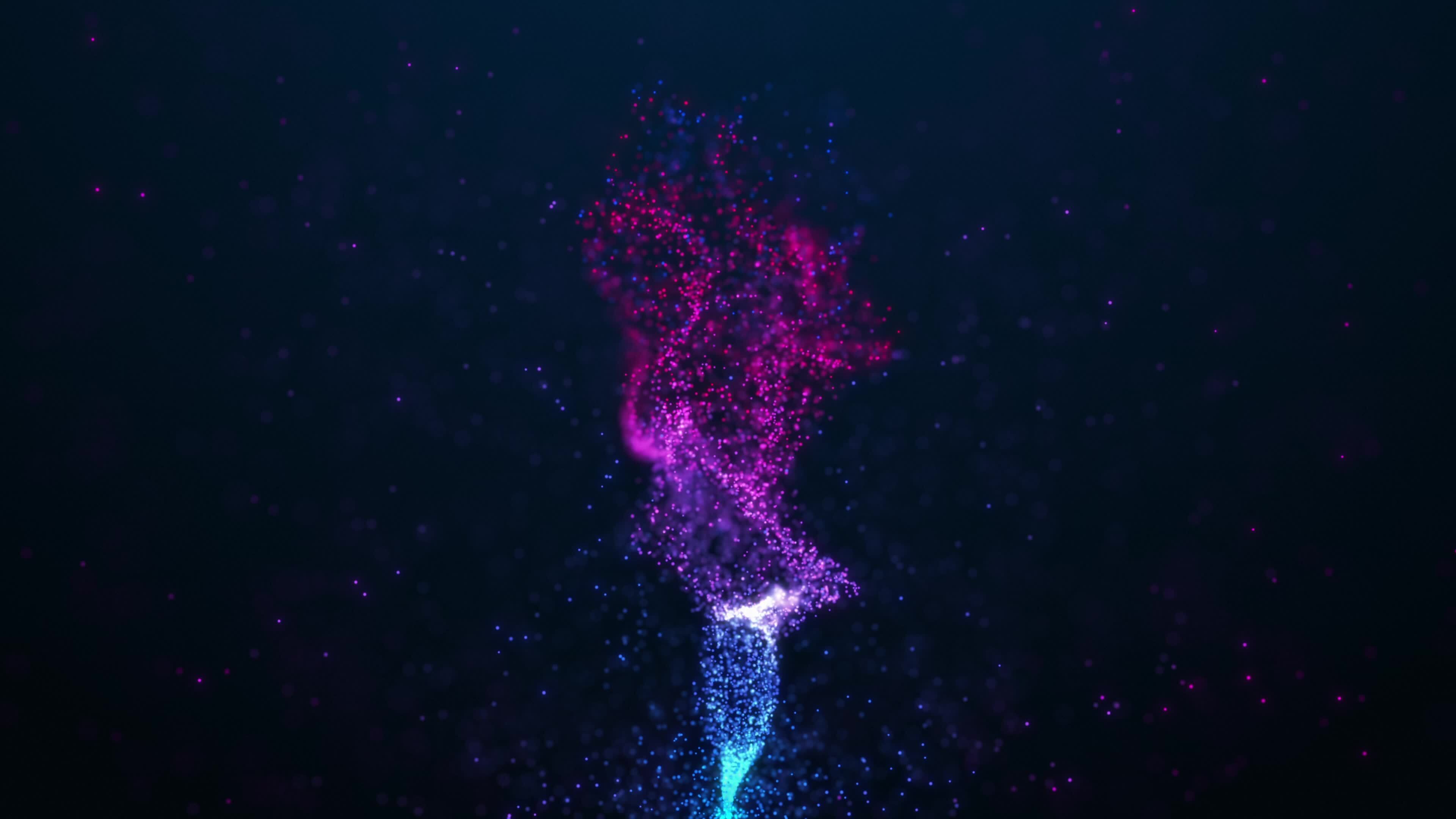 Magic fluid animation of glowing particles.particle trail. Abstract ...