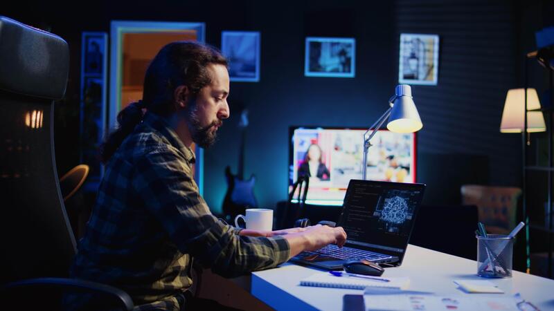 Data scientist updating artificial intelligence neural networks ... Data scientist updating artificial intelligence neural networks ...