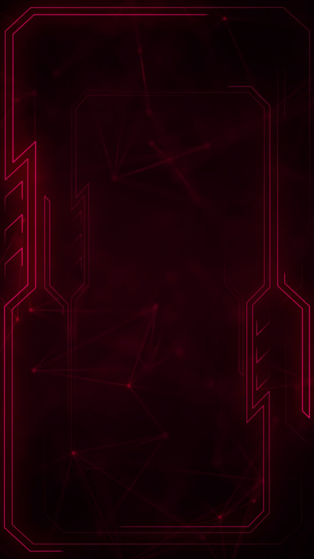 Vertical video - red plexus background with glowing connecting lines and nodes with a neon tech ...
