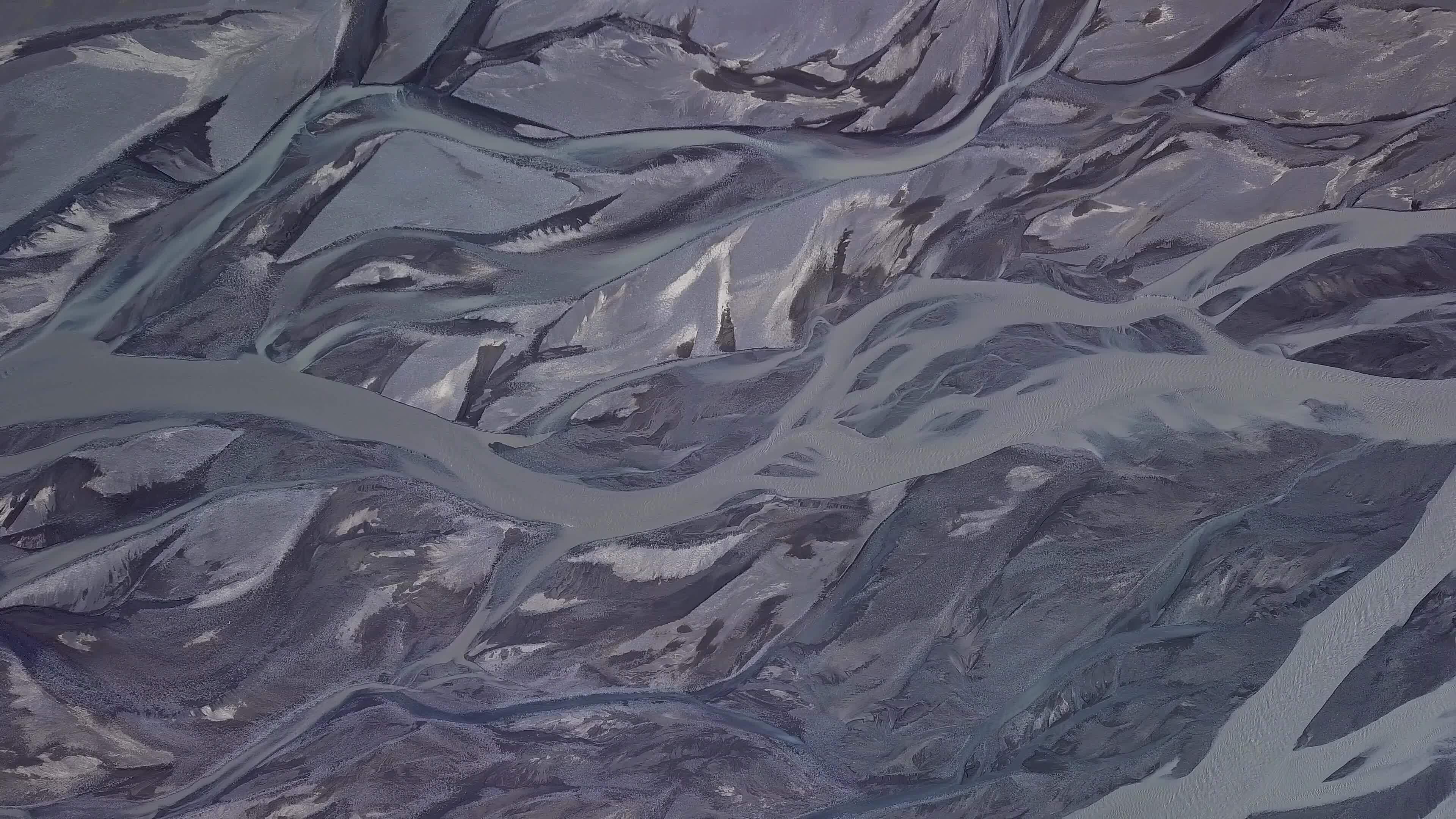Aerial view of glacial river pattern. The amazing nature of Iceland ...