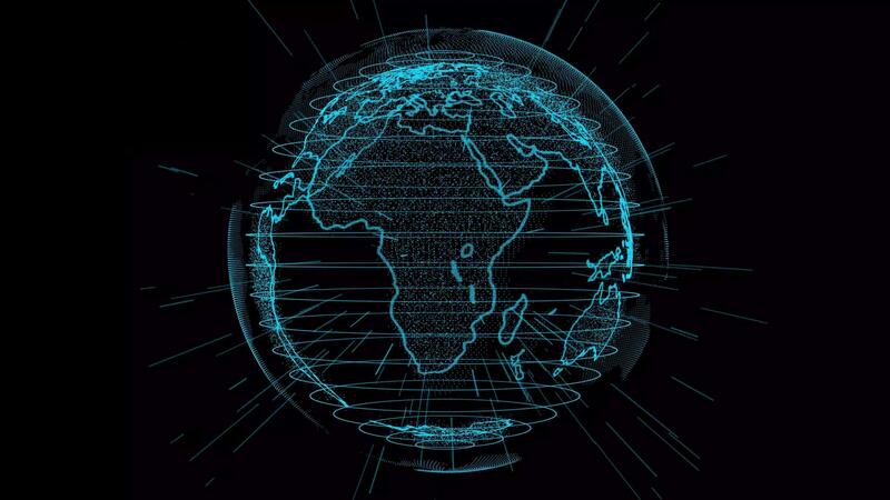 Digital earth loop. Digital green earth data technology concept ...
