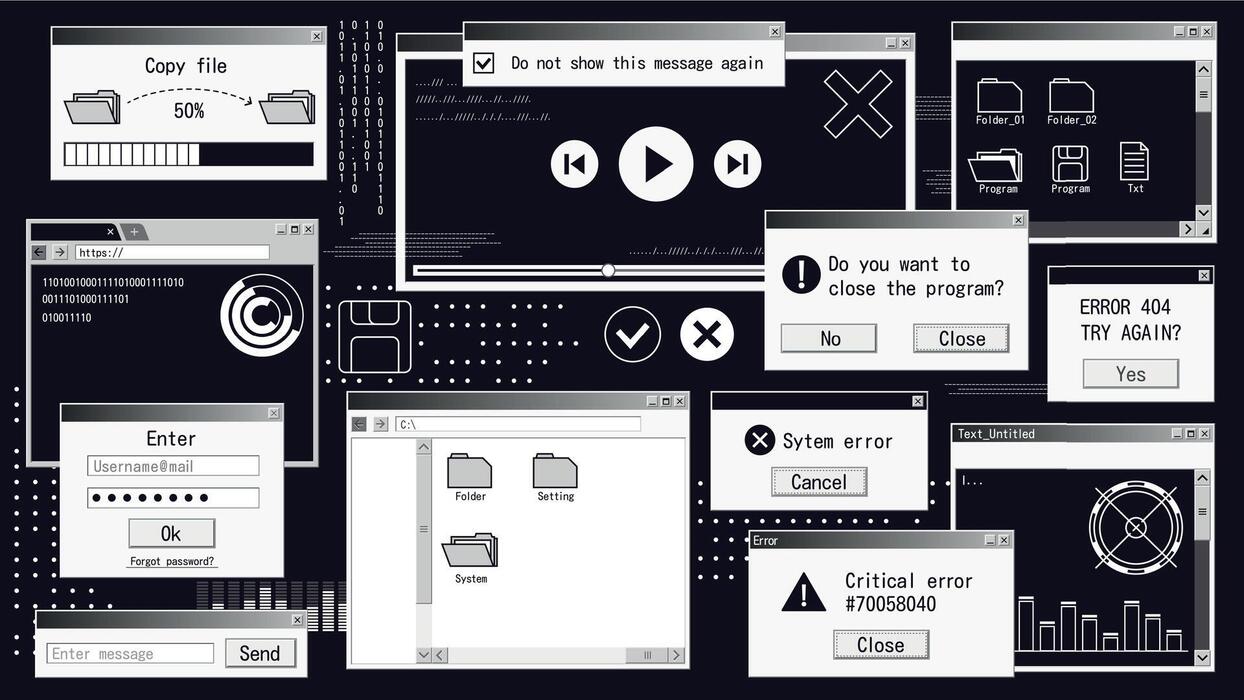 Retro Computer Interface Vector Art Icons And Graphics For Free Download