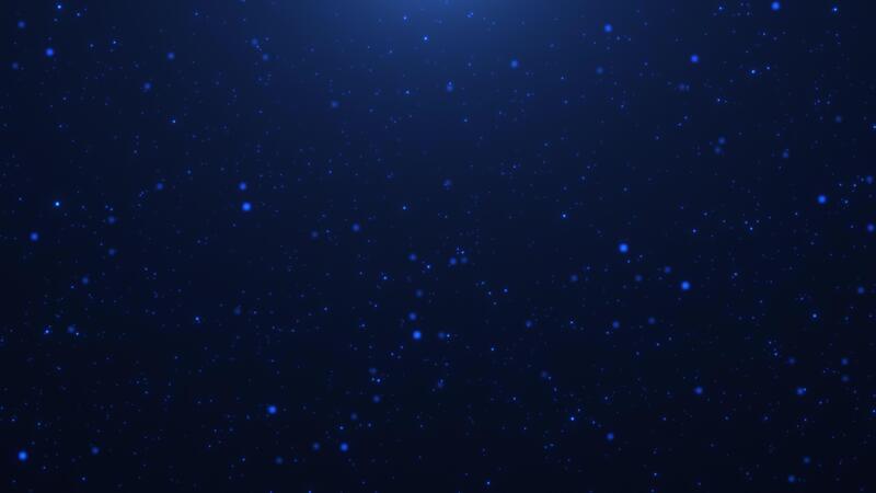 Abstract particle background. Particles swirl and fly. Blue shiny background. dust particles and ...