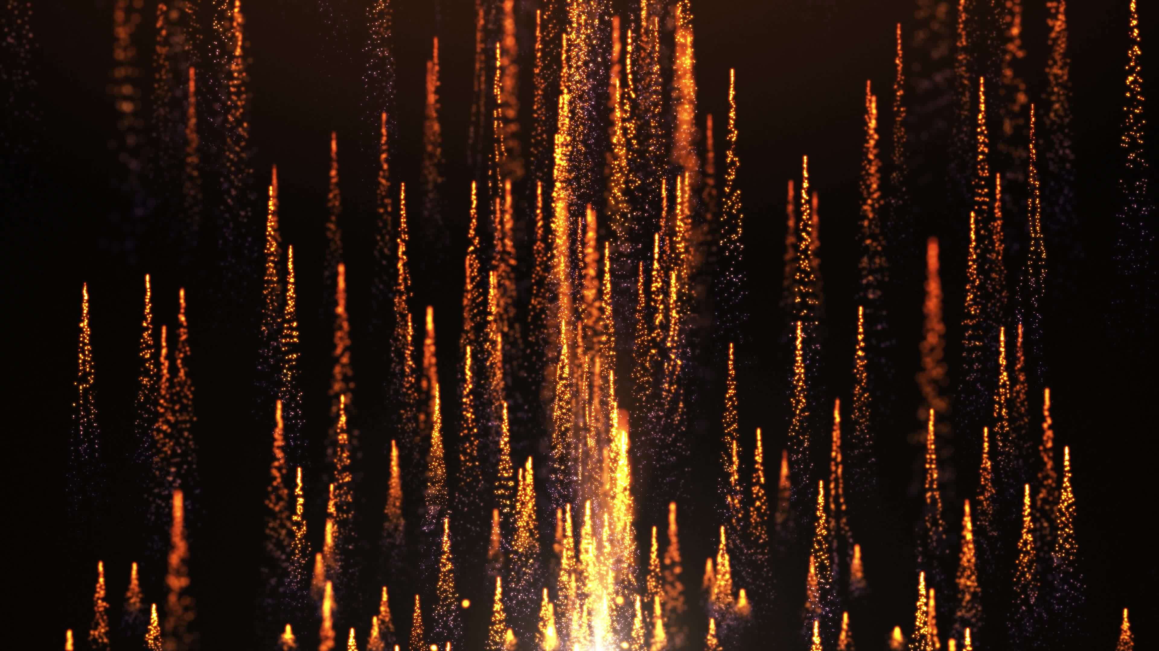 Rising light of dust of gold particles. Awards show background. Bright glowing particles and ...