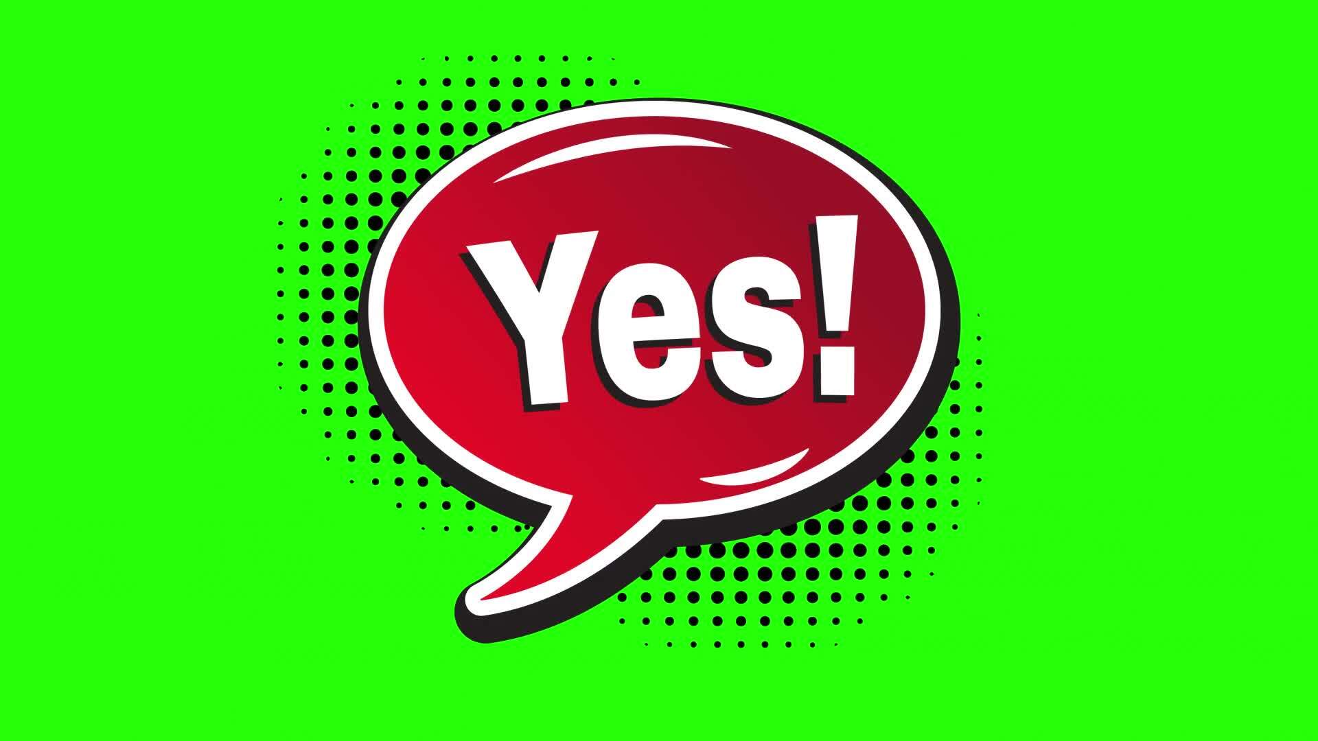 Yes Chat Emotion Sticker Speech Bubble Green Screen 39593243 Stock Video at Vecteezy