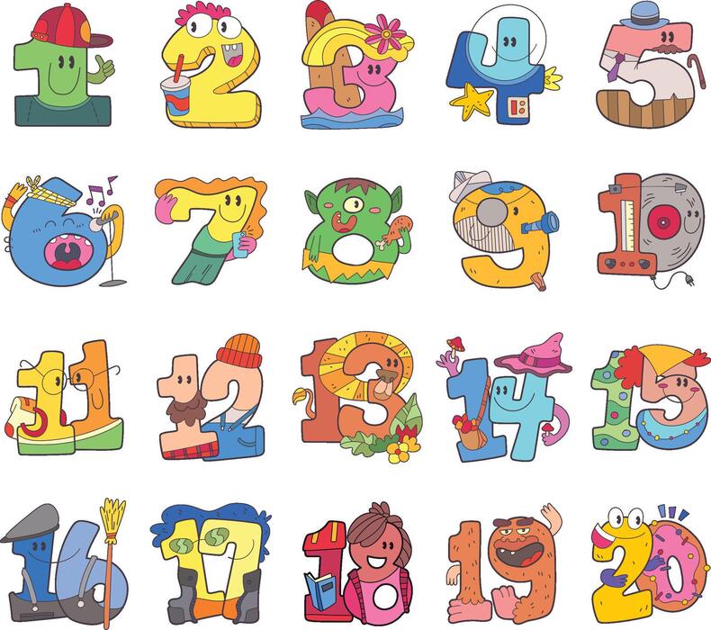 Cute Numbers Vector Art, Icons, and Graphics for Free Download