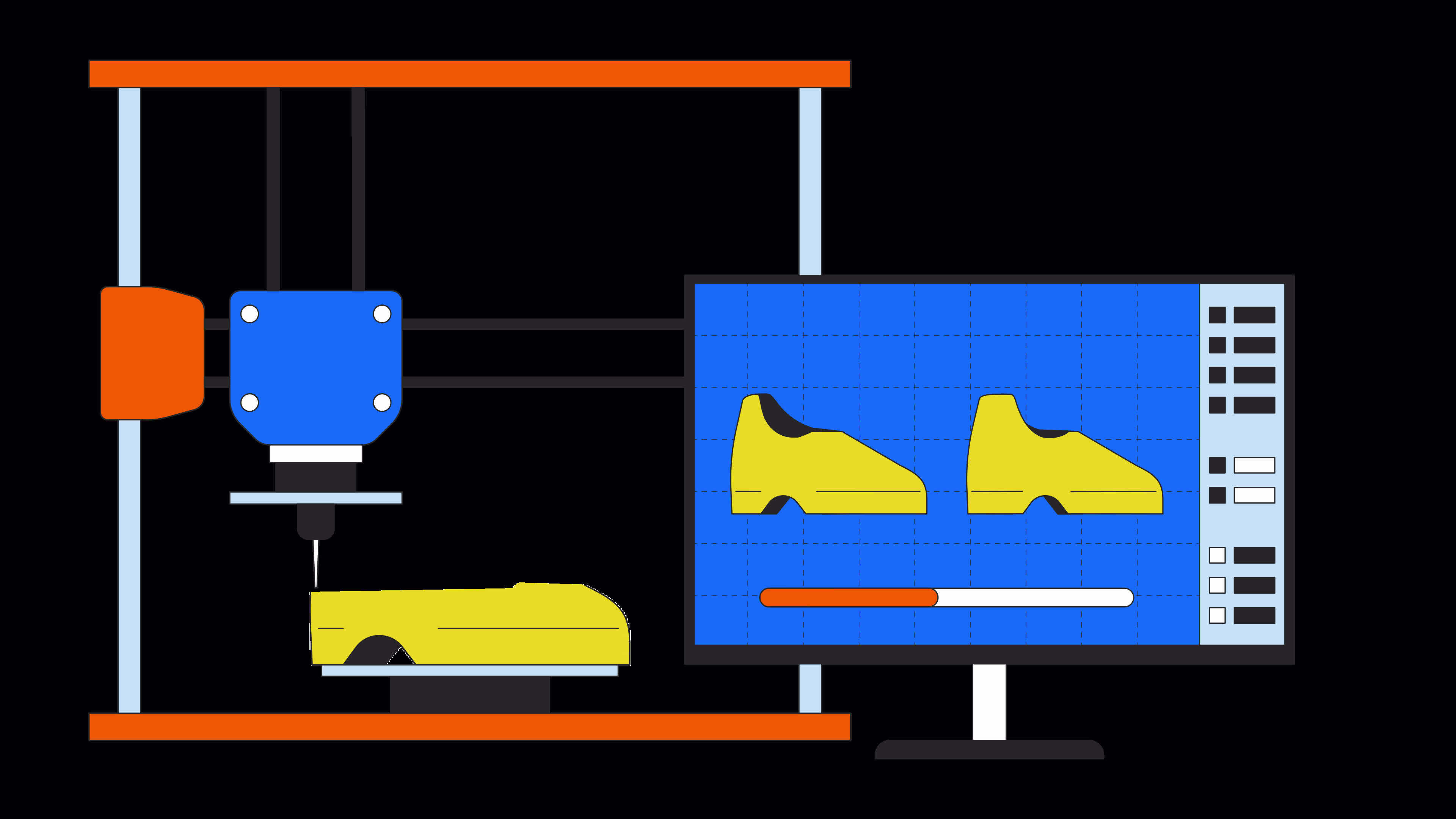 3D printing footwear line cartoon animation. Additive manufacturing ...
