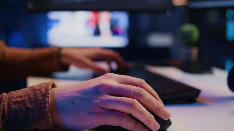 Focus On Computer Peripherals Used By Programmer To Write Lines Of Code On Pc Screen Close Up