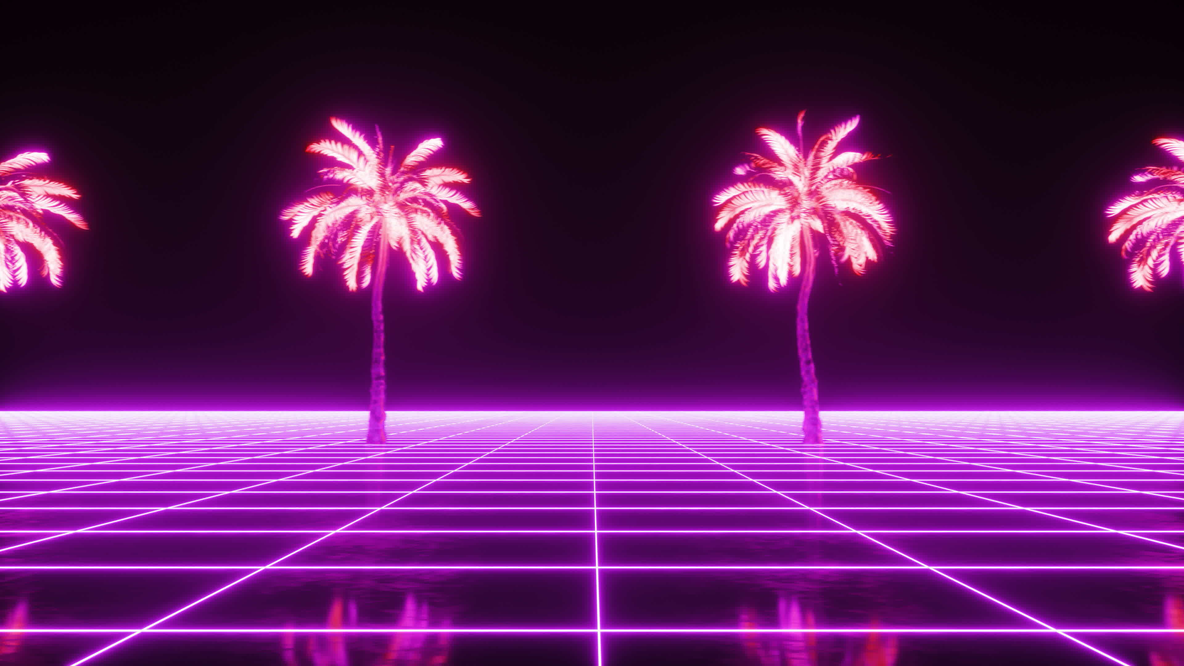 Side Scrolling Neon Palms Synthwave Background Loop 39672193 Stock ...