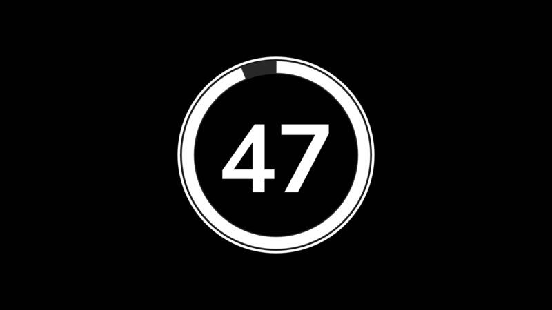 50 seconds countdown timer animation with simple flat modern white circle indicator animation on ...