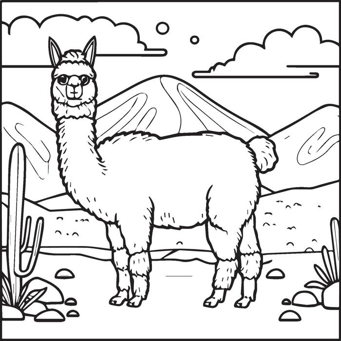 Llama Coloring Page Vector Art, Icons, and Graphics for Free Download