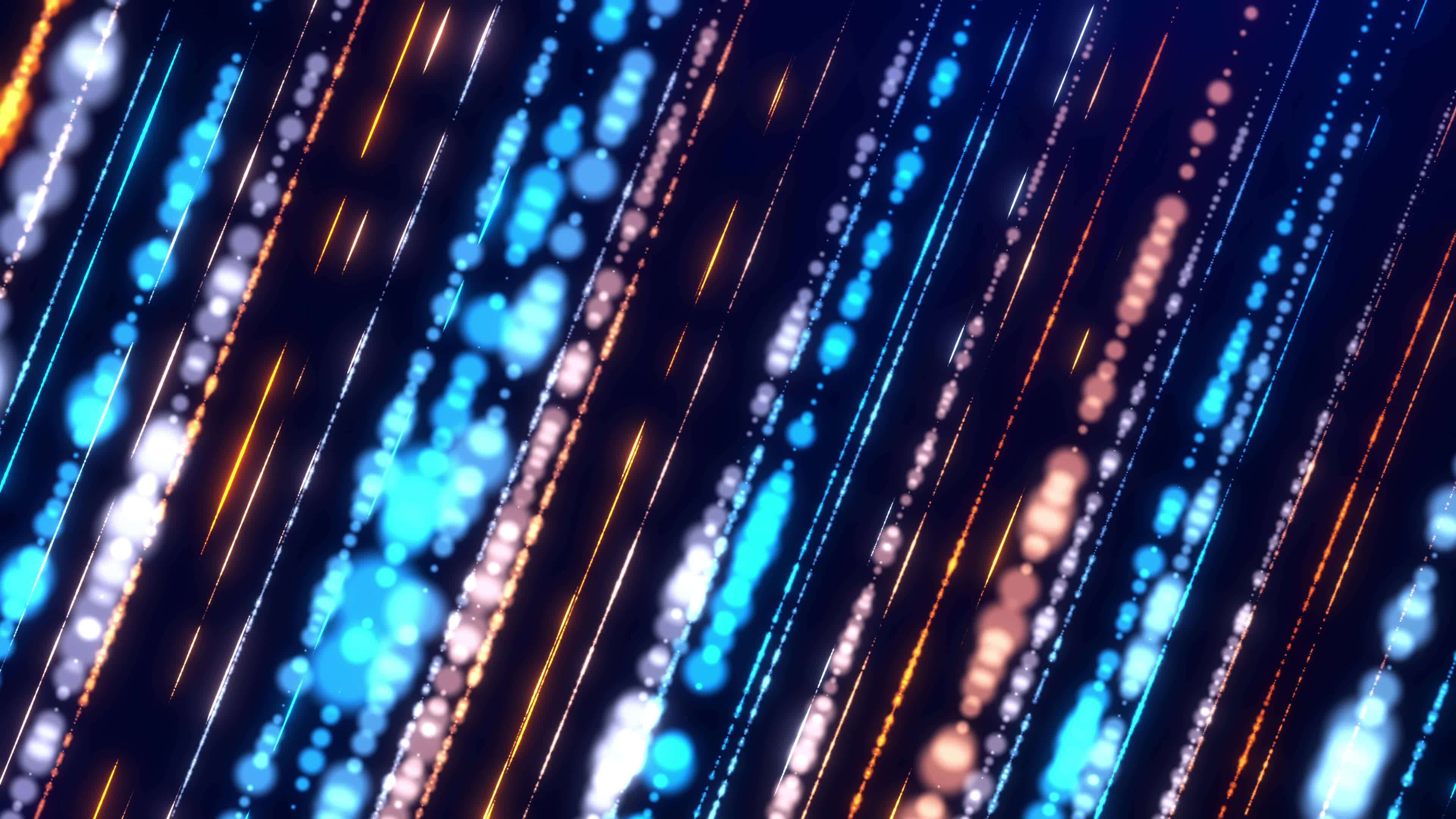 Abstract particle background, glowing golden rays of light in motion. seamless loop, 4K ...