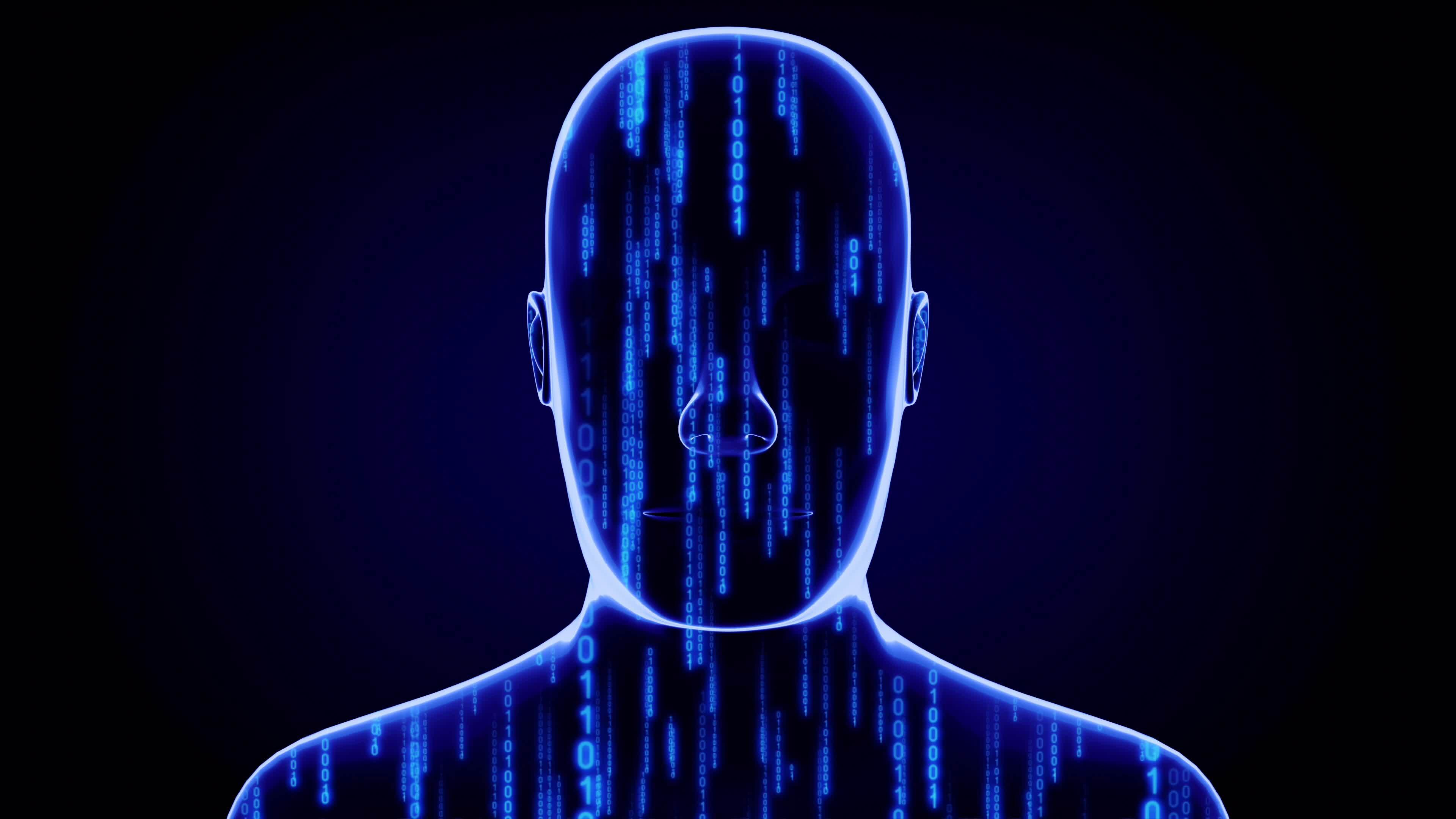 Geometrical Man Face and Matrix Style Binary Code 39926833 Stock Video ...