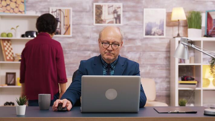 Old Man Using Computer Stock Video Footage for Free Download