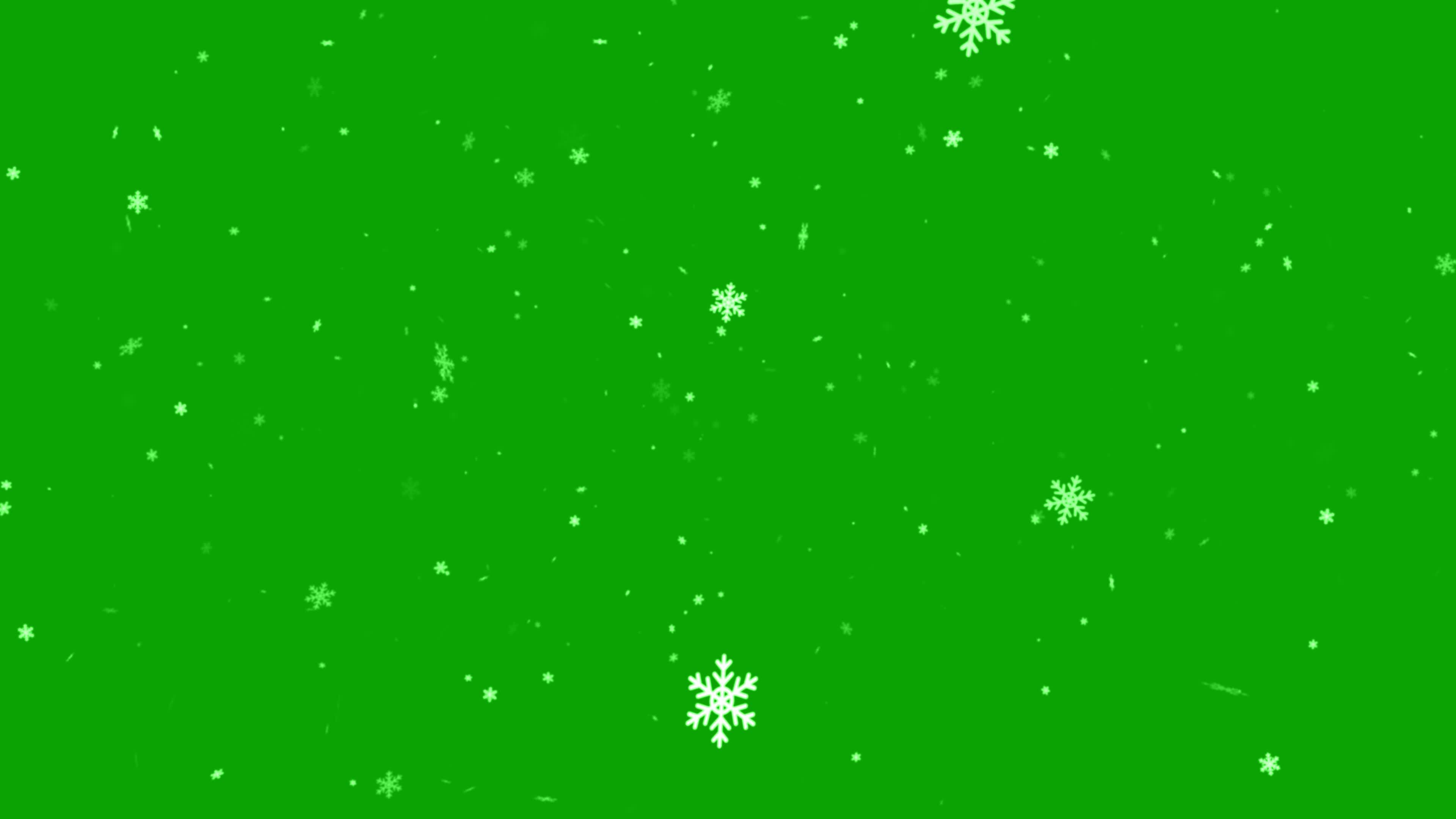 Snowfall overlay on green background. Winter slowly falling snow effect. 4K animation. 40157442 ...