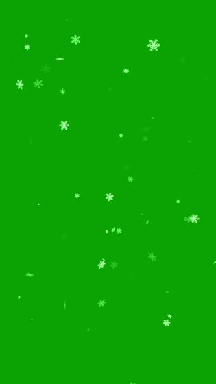 Snowfall overlay on green background. Winter slowly falling snow effect. 4K vertical animation ...