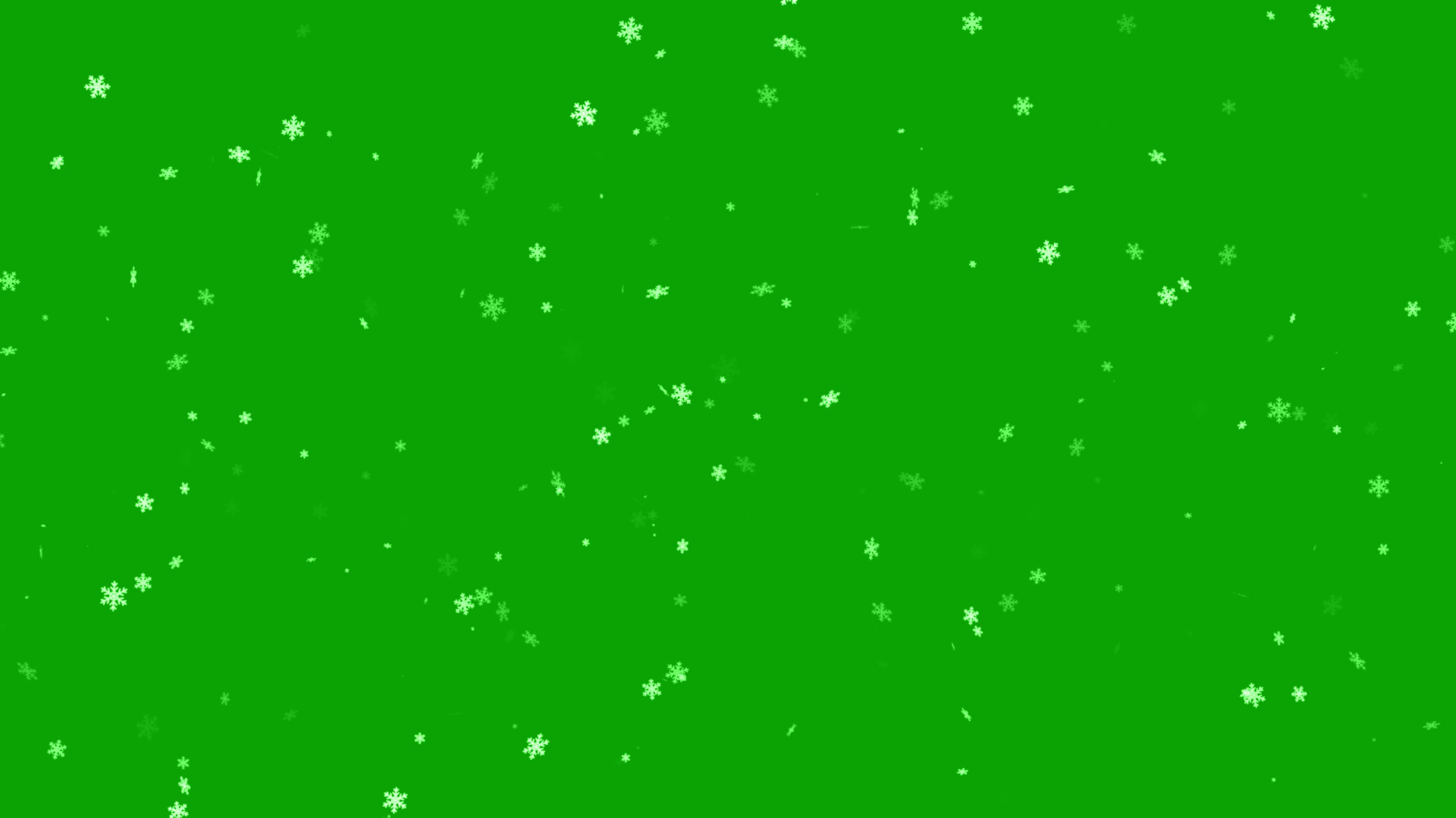 Snowfall overlay on green background. Winter slowly falling snow effect. 4K animation. 40157470 ...