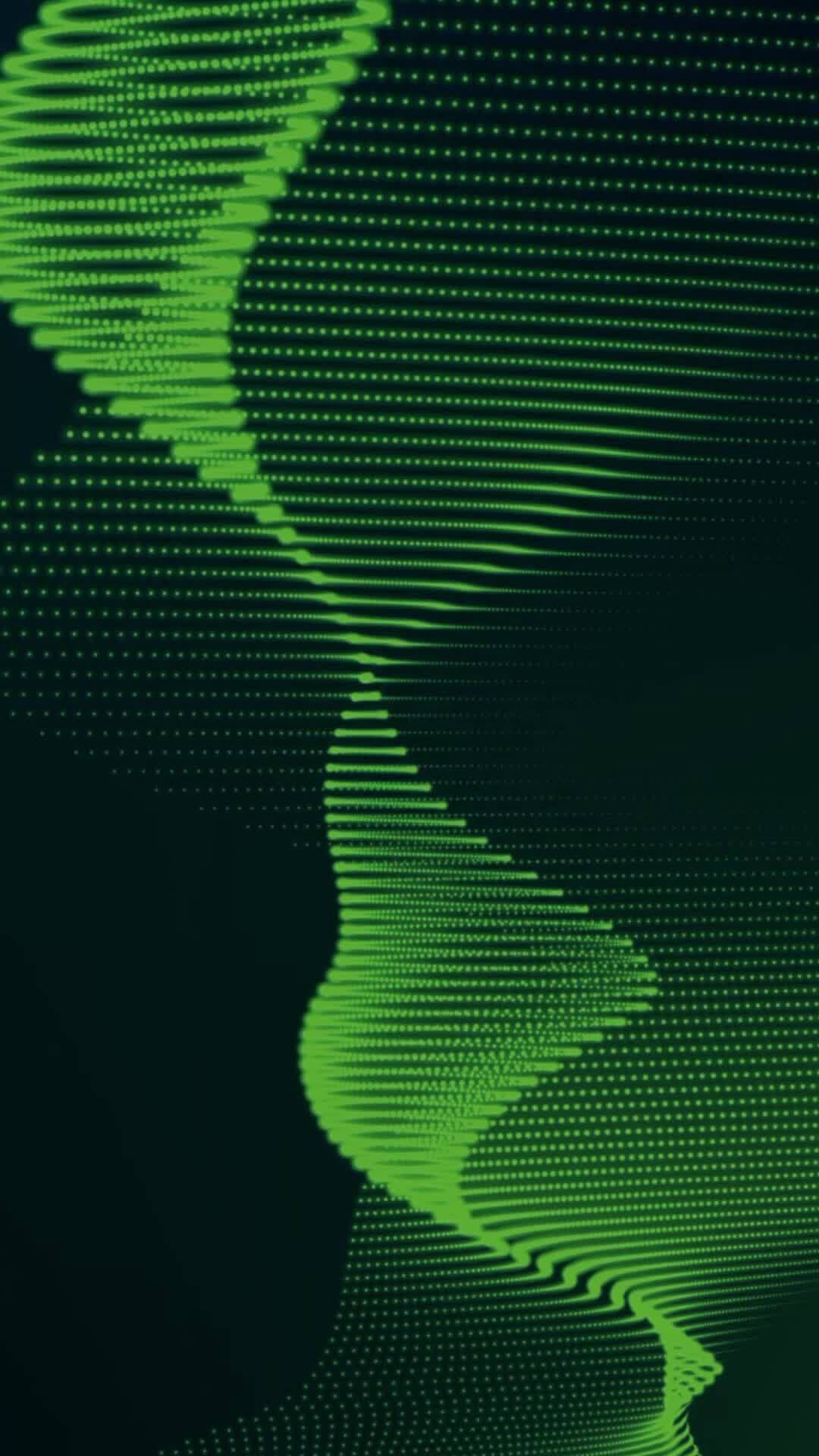 Green Abstract Loopable Blue Cg Motion Waving Dots Texture With Glowing Defocused Particles