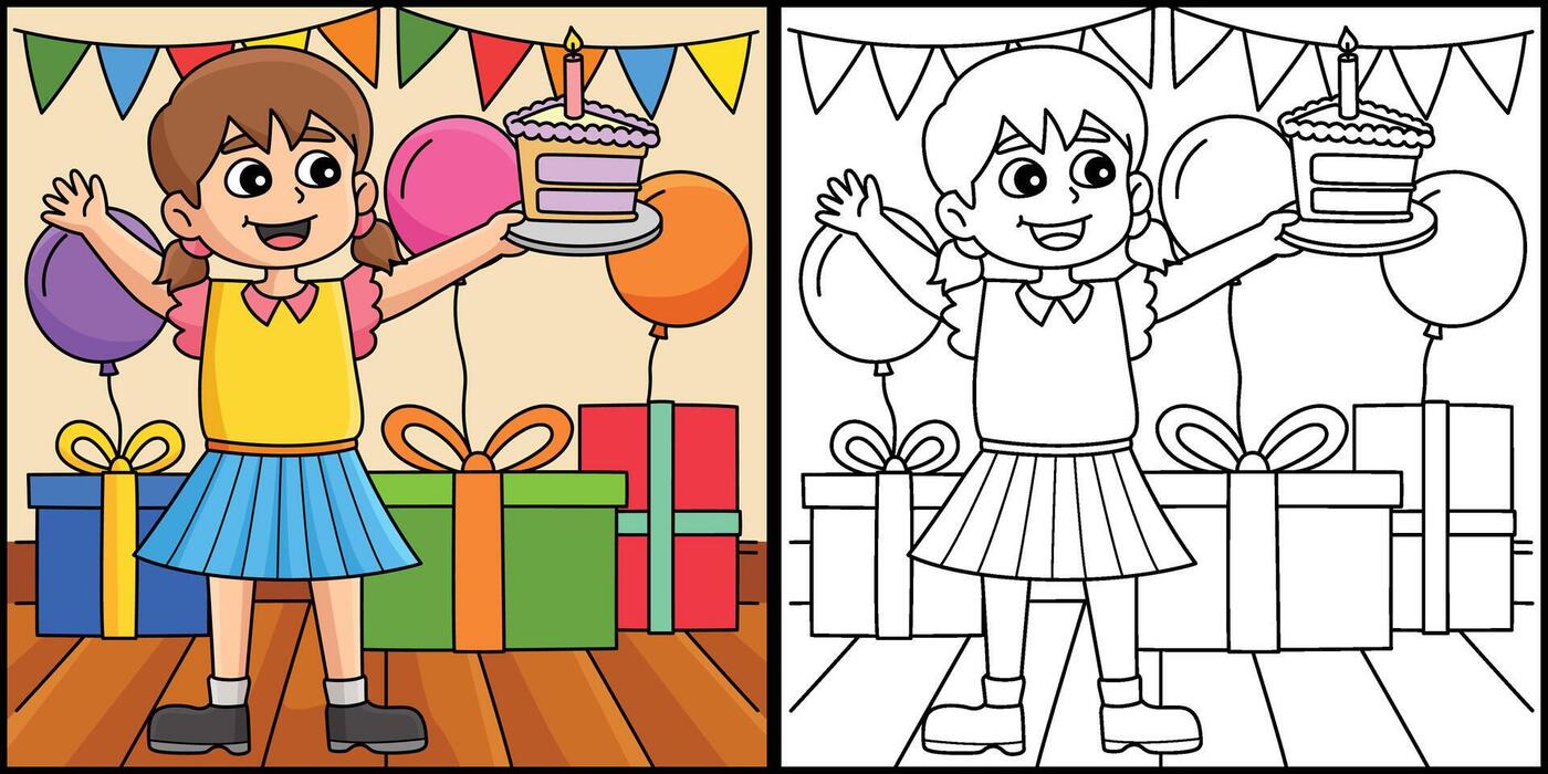 Happy Birthday Coloring Vector Art, Icons, and Graphics for Free Download