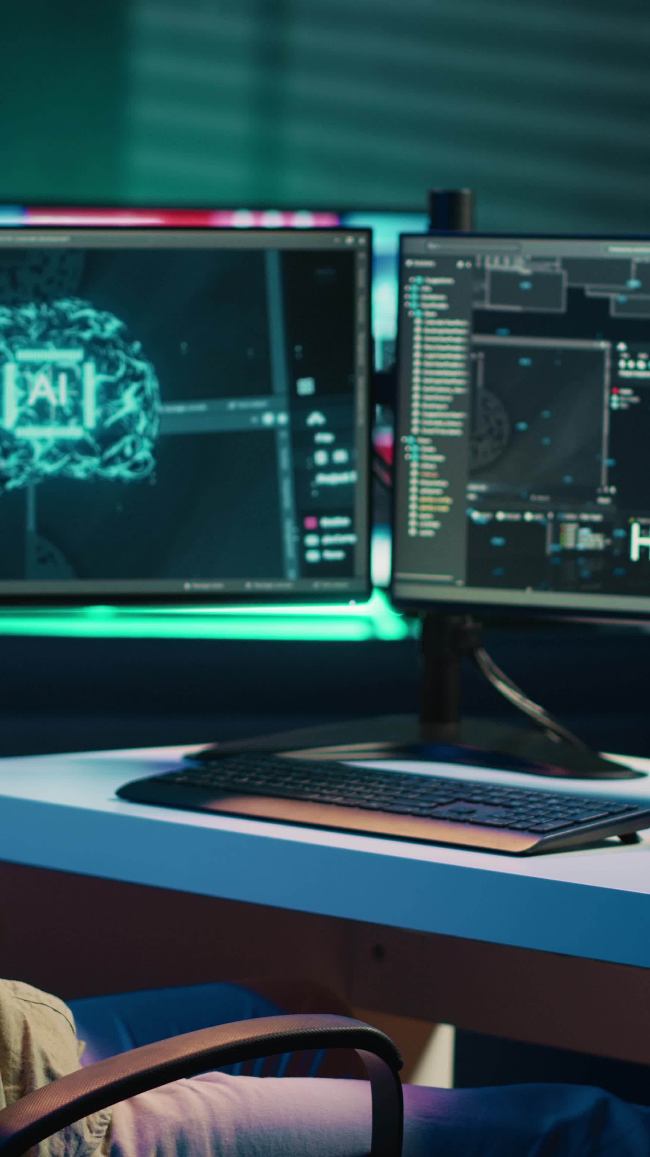 Vertical video Sentient artificial intelligence with own autonomy talking with creator, asking ...