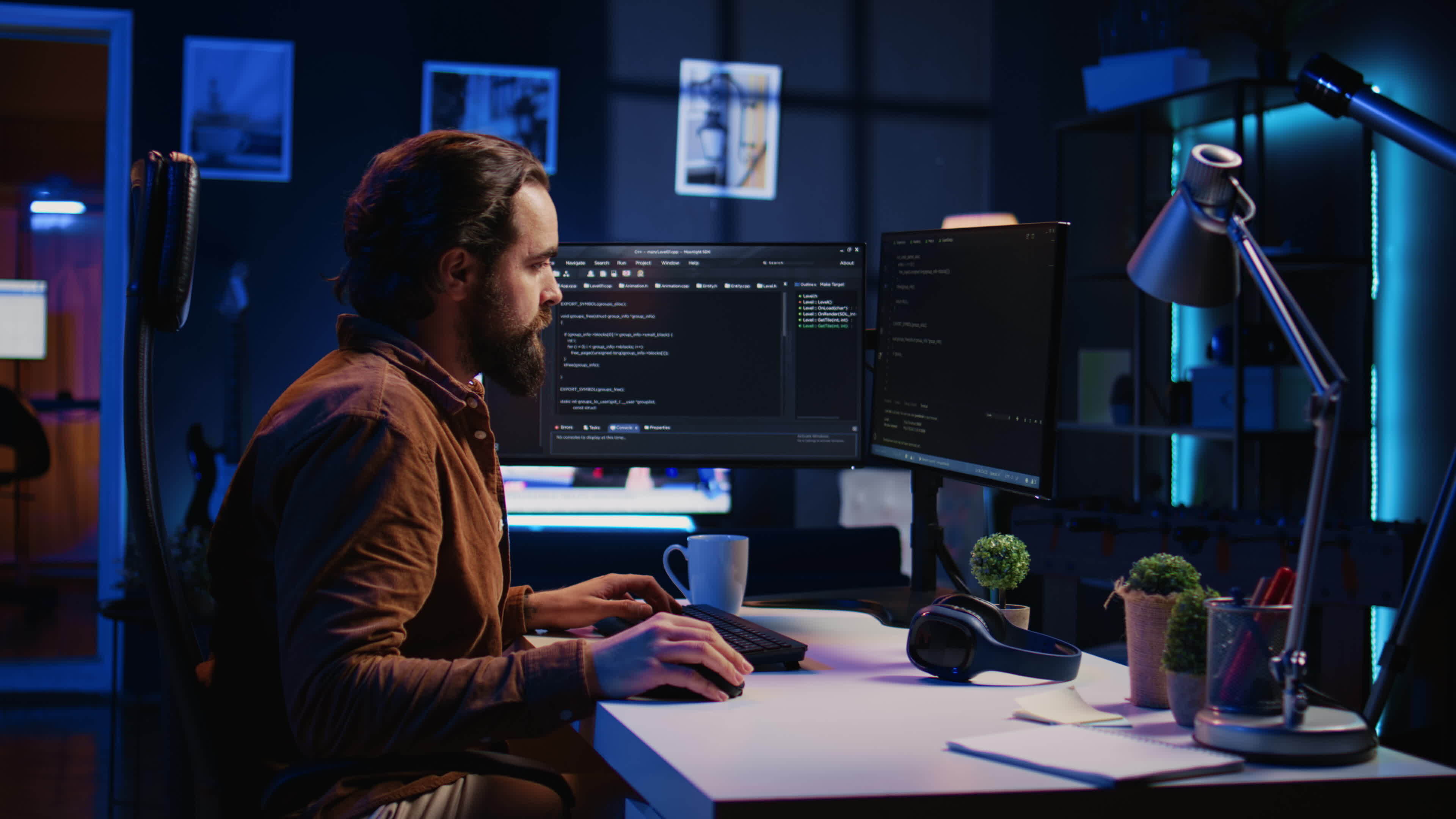 Stressed Engineer Feeling Pressed By Deadline Thinking How To Finish Developing Code On Pc It