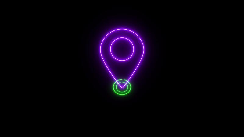 Neon Location Map Pin Pointer On Gps Map Tracker Animation Appearing Pointer For A Map Looping