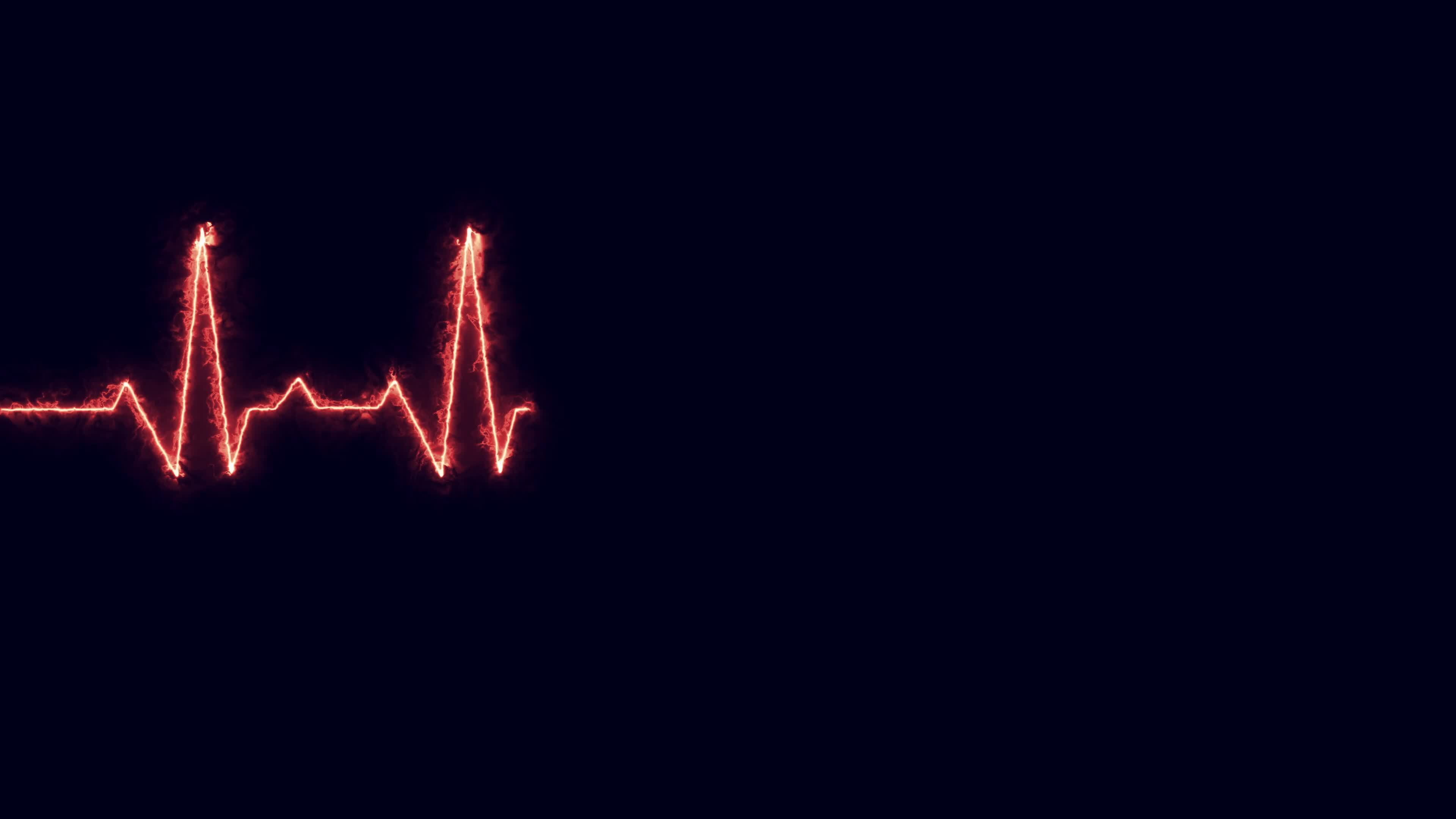 Digital Heartbeat Plus Animation, Glowing heart beat animation. animation of an ecg ekg display ...