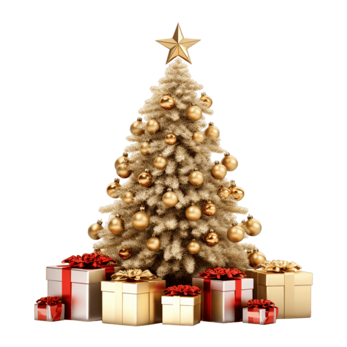 Golden Christmas Tree PNGs for Free Download