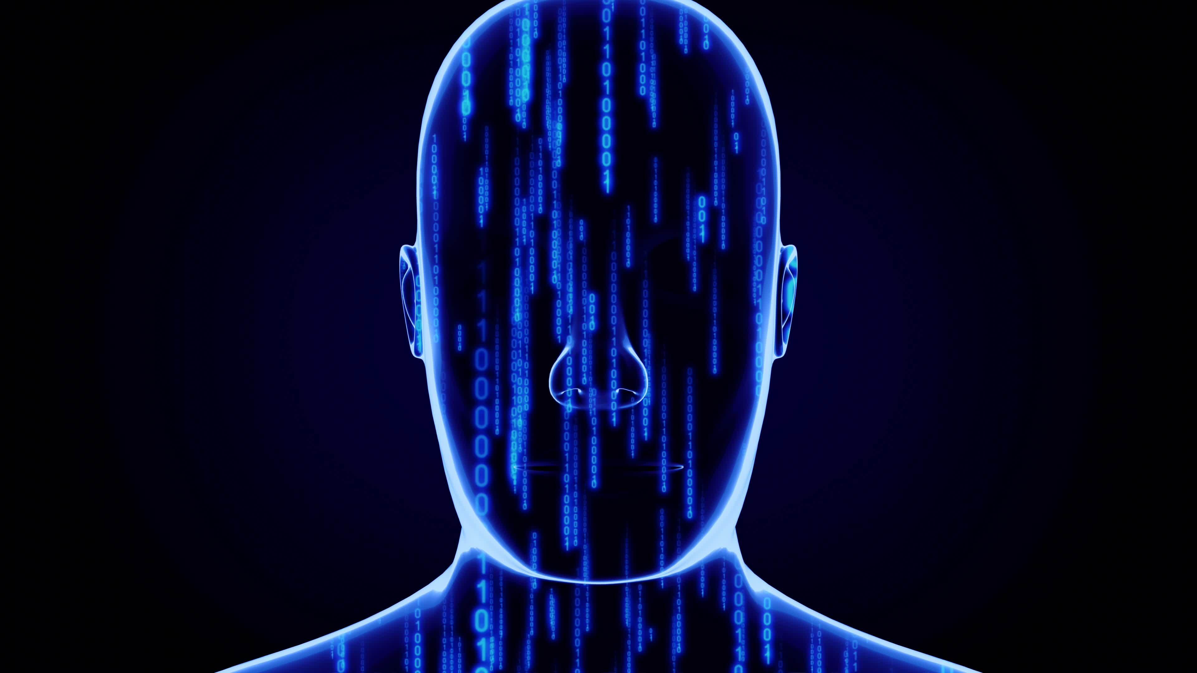Geometrical Man Face and Matrix Style Binary Code 40456511 Stock Video ...