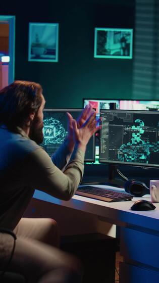 Vertical Video Programmer Creating Sentient Ai Bowing In Adulation To