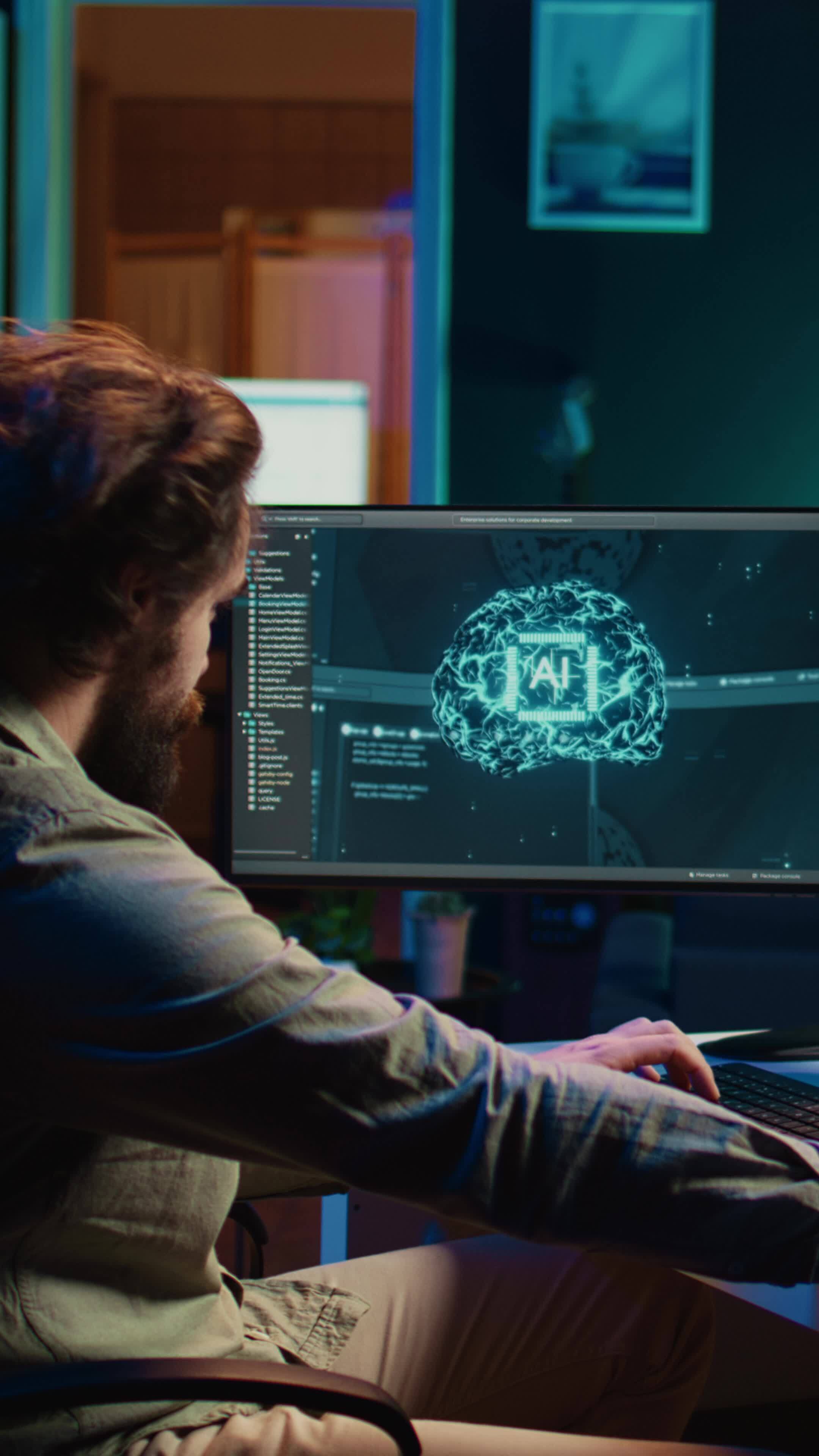 Vertical Video Programmer Updating Artificial Intelligence Algorithm Using Green Screen Pc