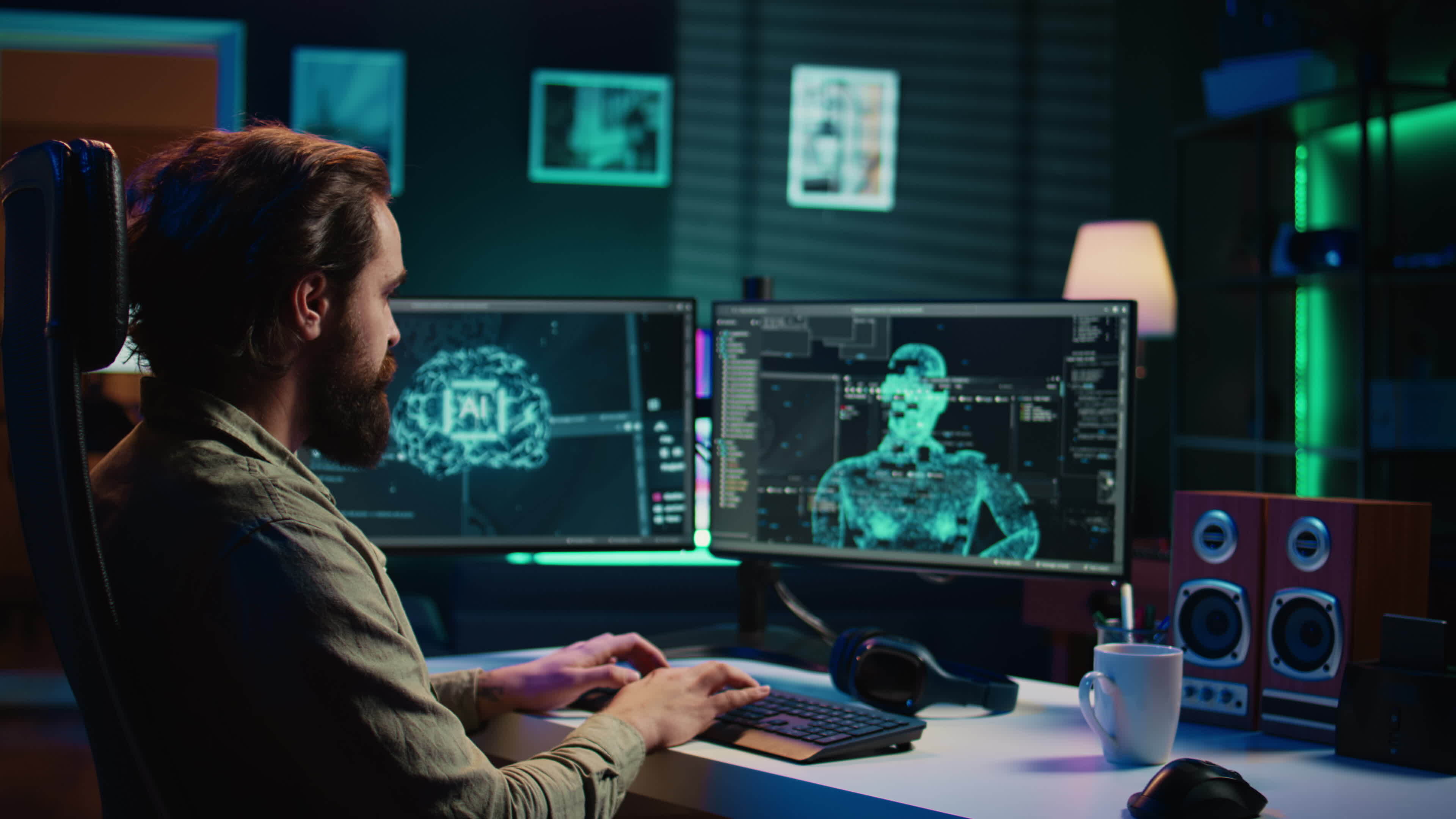 yo consciente ai ganando humanoide formar dentro ciberespacio ...