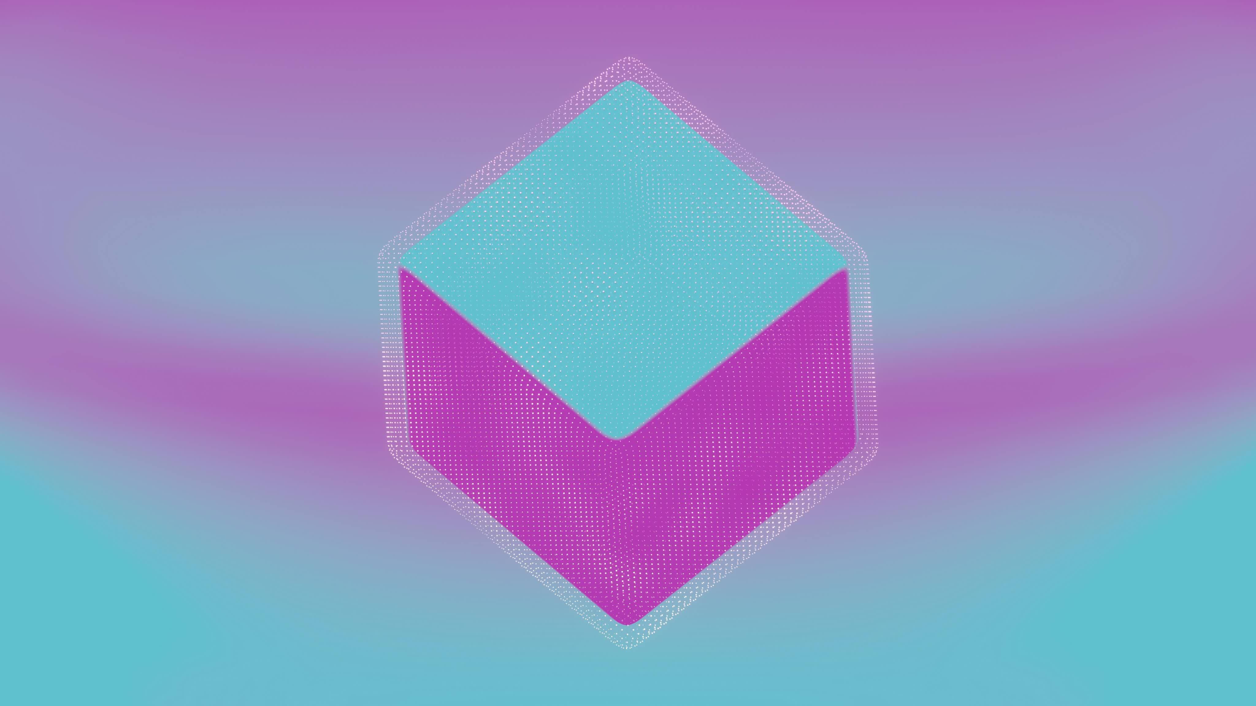 The Cube With Its Holographic Texture Appears To Float And Rotate Showcasing Its Various