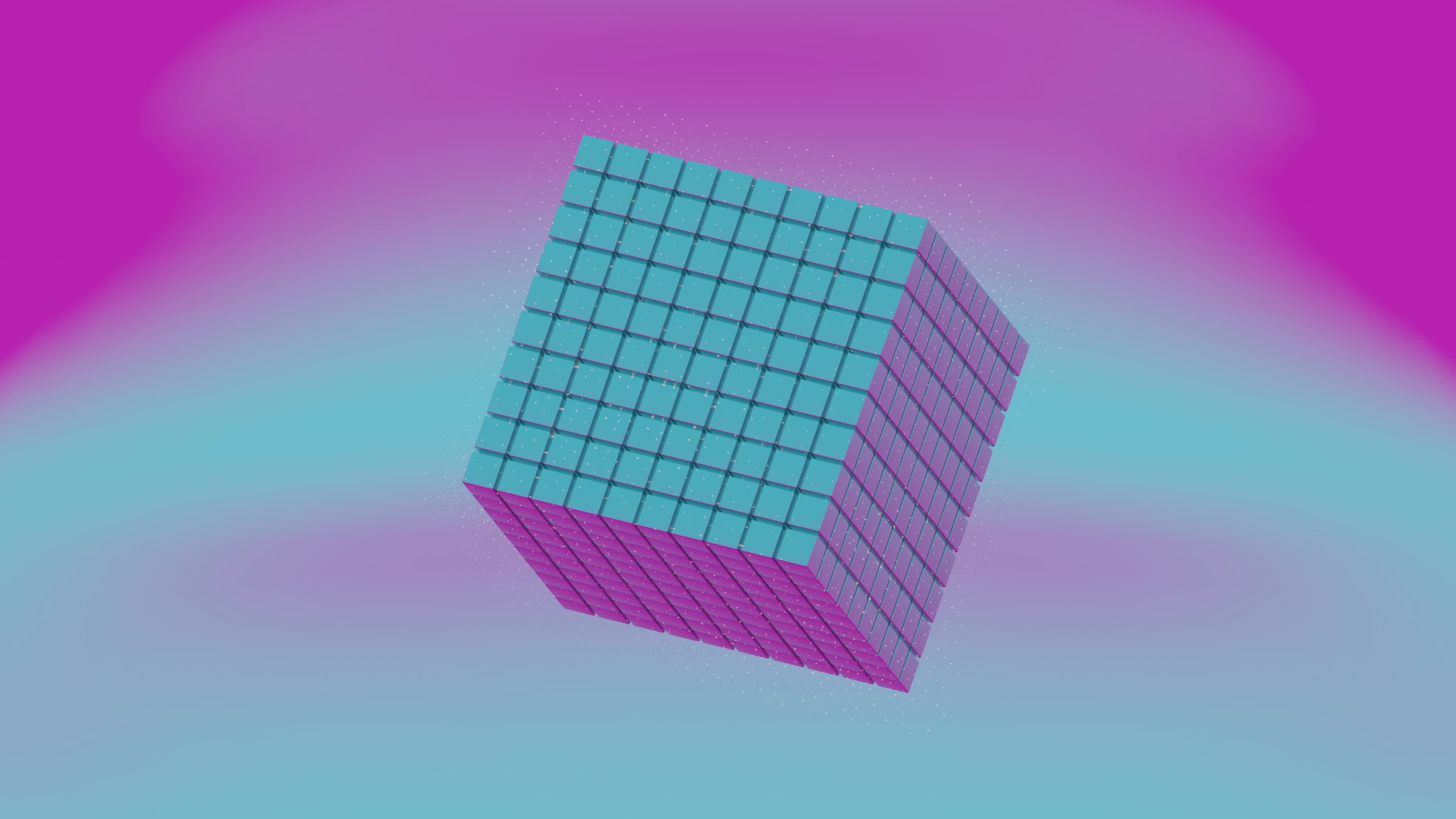 The Cube With Its Holographic Texture Appears To Float And Rotate Showcasing Its Various