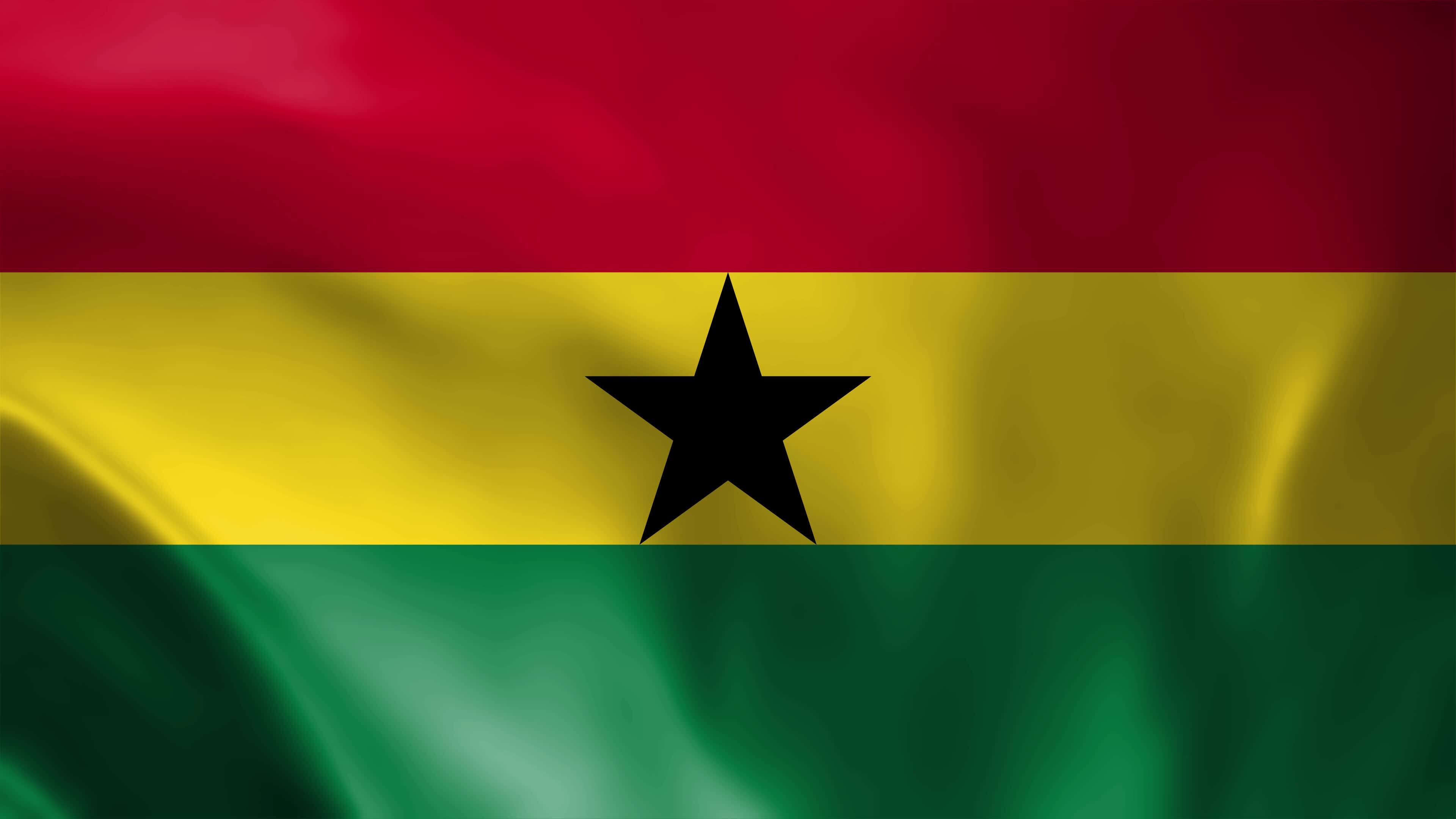 Ghana flag waving animation, perfect looping, 4K video background, official colors, looping ...