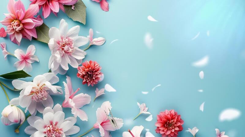 AI generated minimalist video background of flower, butterfly and drop ...
