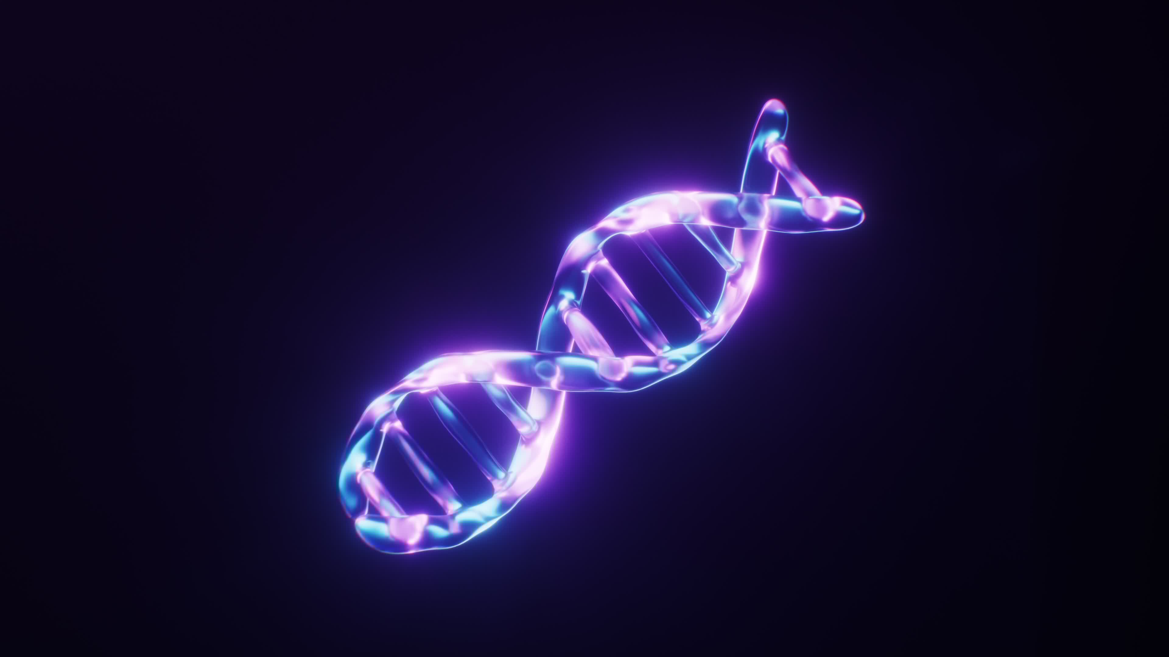Loop animation of DNA with dark neon light effect, 3d rendering ...