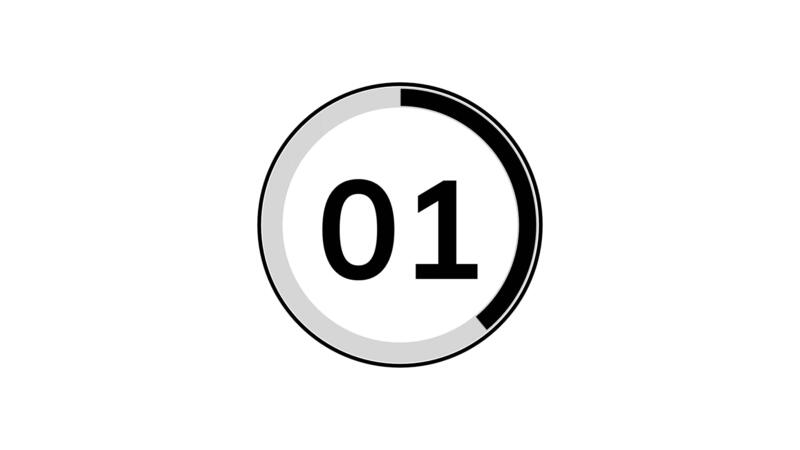 5 seconds countdown timer animation with simple flat modern black circle indicator animation on ...