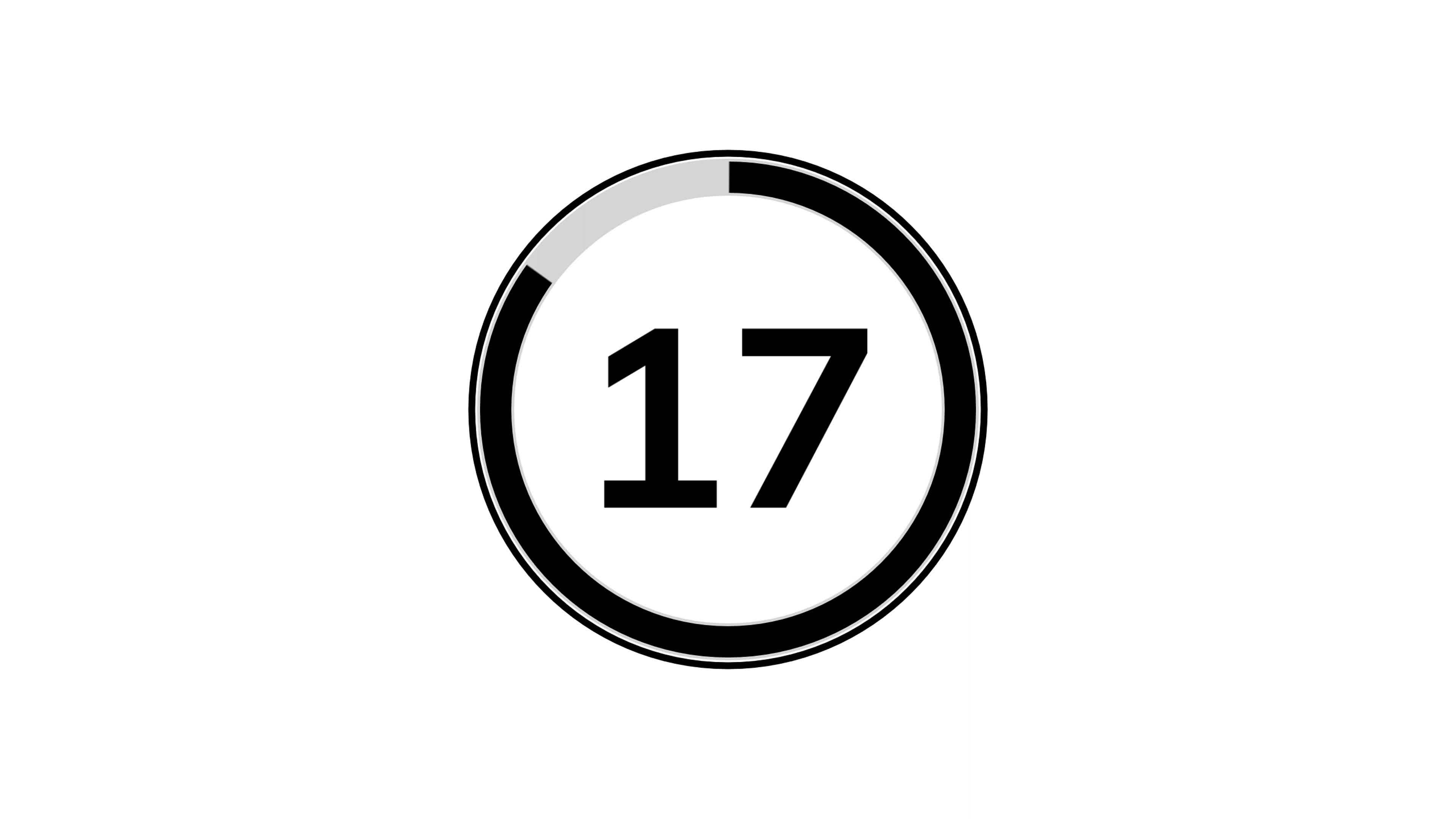 20 Seconds Countdown Timer Animation With Simple Flat Modern Black Circle Indicator Animation On