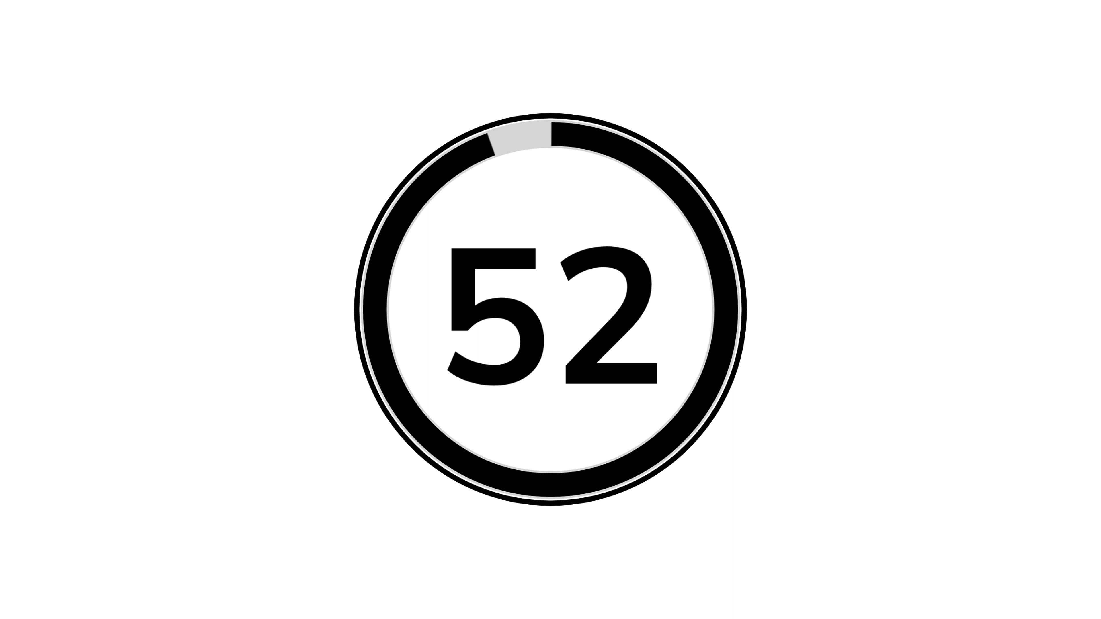 55 Seconds Countdown Timer Animation With Simple Flat Modern Black